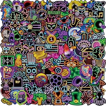 Amazon.com: Fun Stickers Pack UoYYelly 200 PCS Cool Neon Graffiti ...