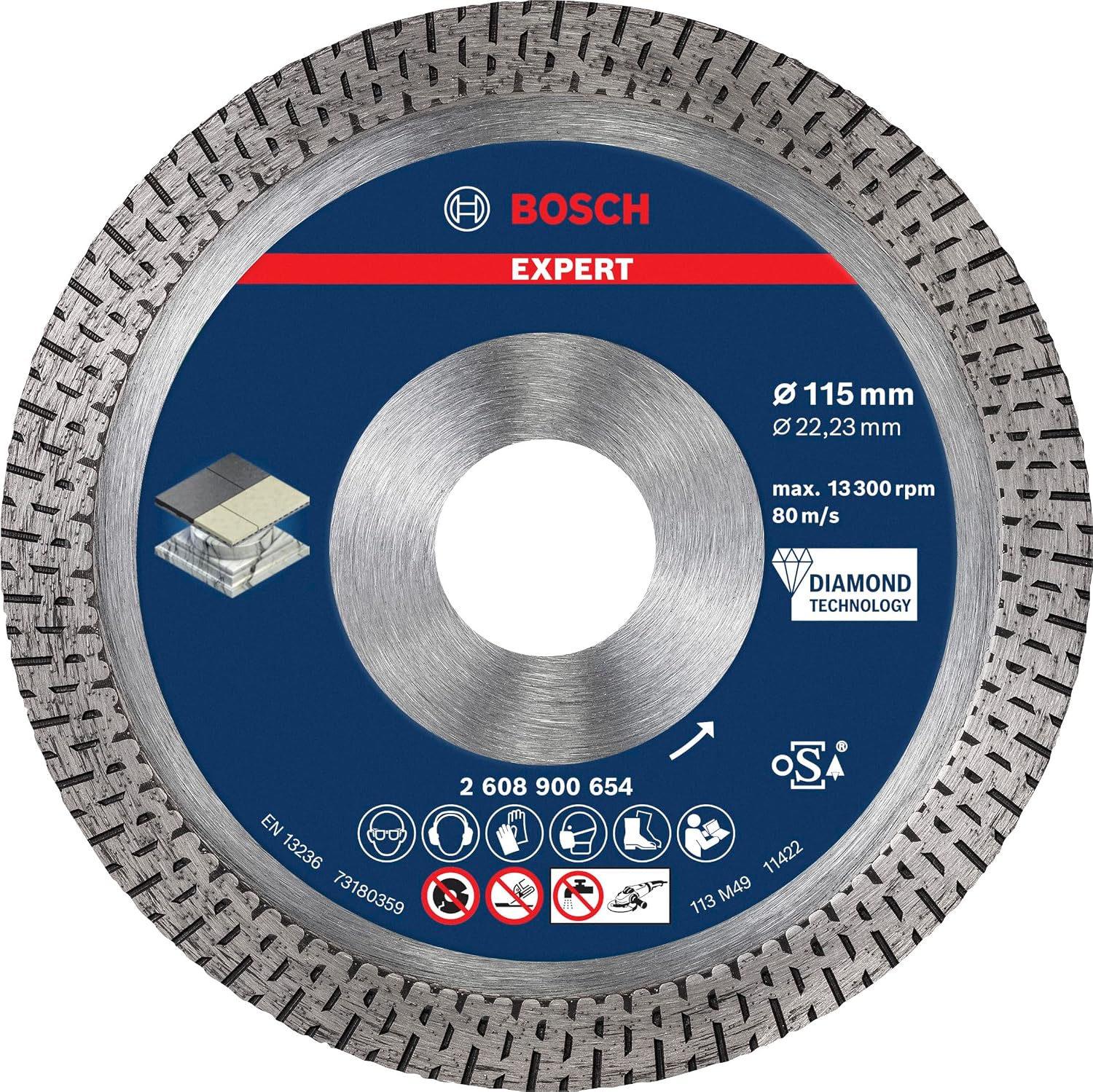 Bosch 1x EXPERT HardCeramic Diamond Cutting Disc (for Hard tiles, Hard ...