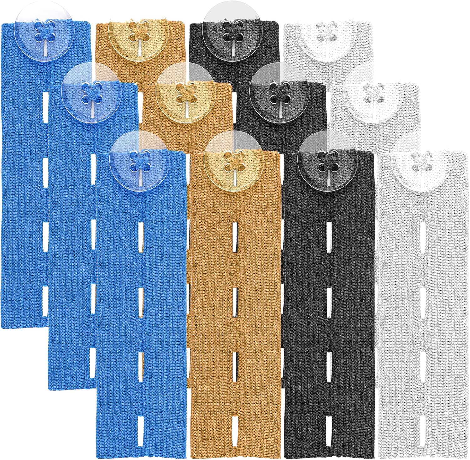 12pcs Button Extender for Pants, 4 Colors Adjustable Elastic Waistband ...