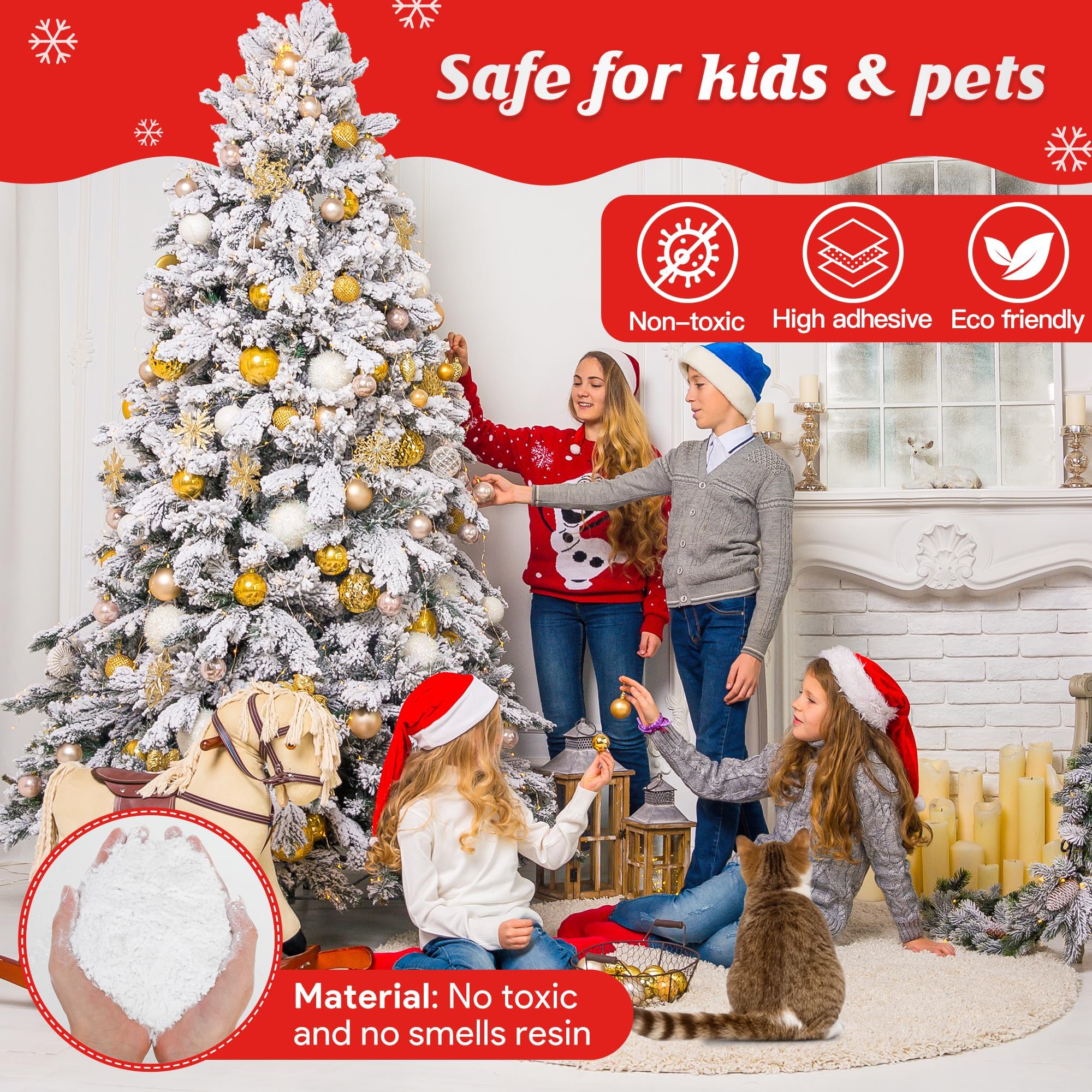 Snapklik.com : Snow Flocking Powder, 4 Lbs Self-Adhesive Snow Flock For ...