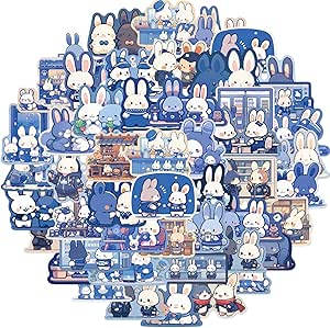 Amazon.com: Blue Bunny Stickers 50 Pcs Blue Stickers Aesthetic for ...