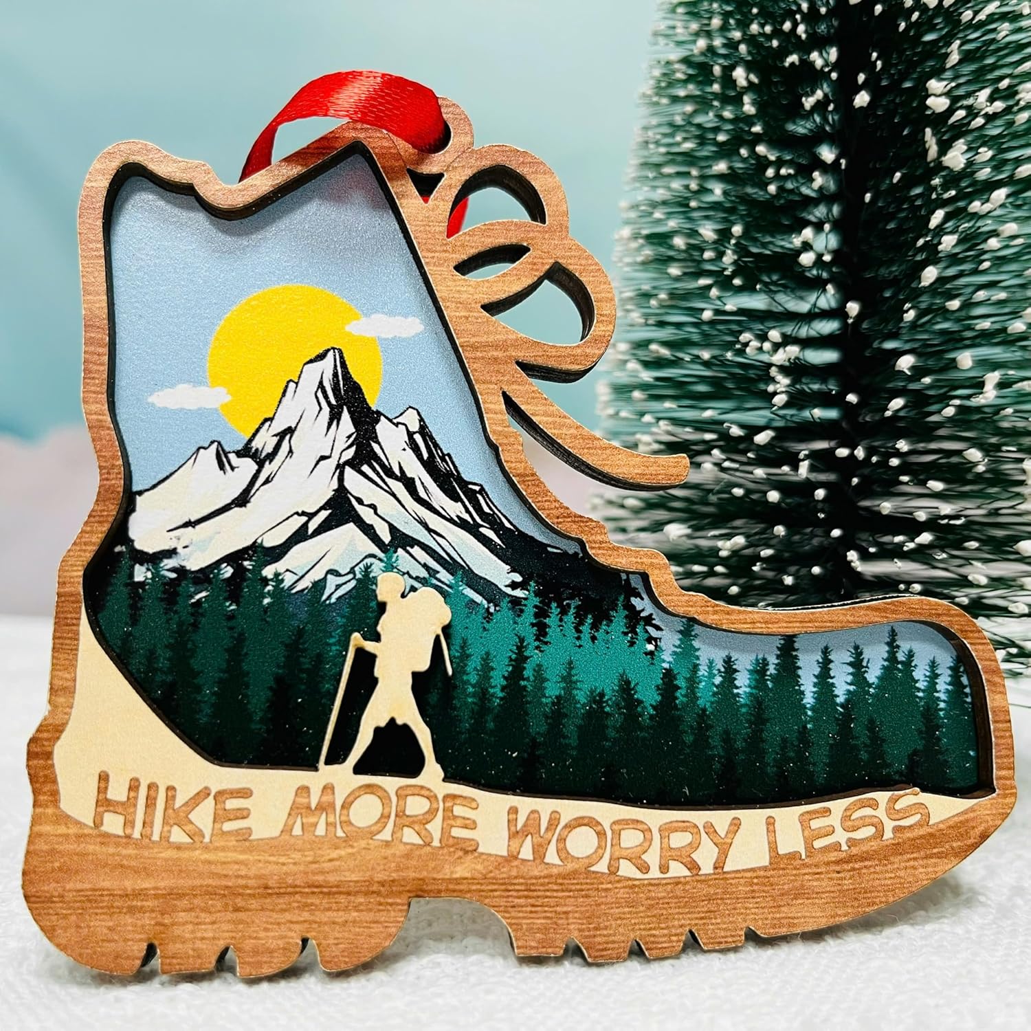 Amazon.com: Hike More Worry Less Christmas Tree Boot Ornament - Gift ...