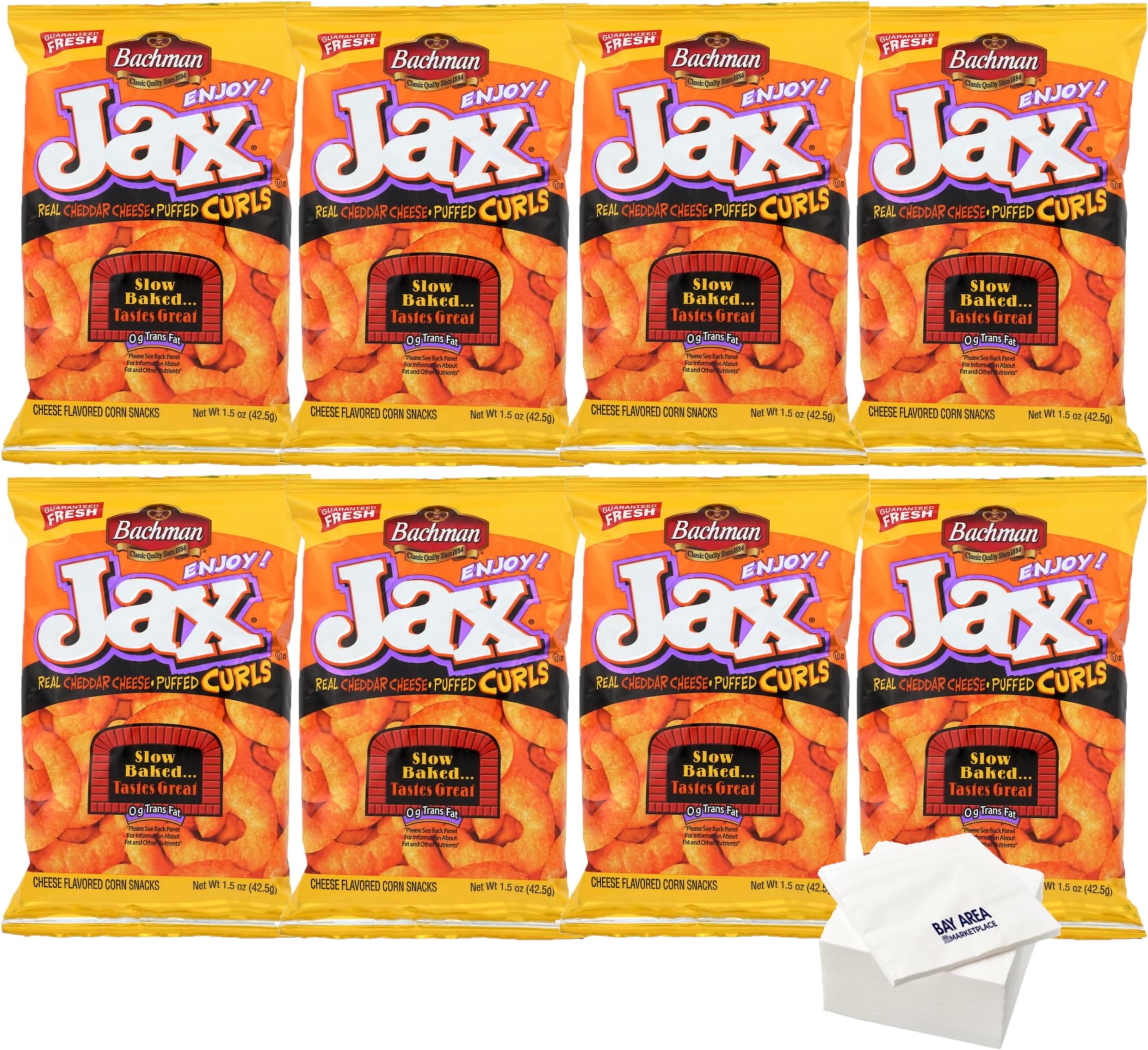 Amazon.com: Bachman Jax Cheddar Cheese Puffed Curls 8.5 Oz Bags (4 Bags)
