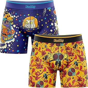 Amazon.com: 2 Pack of Knobby Boxer Briefs | Medium | Cartoon Colorful ...
