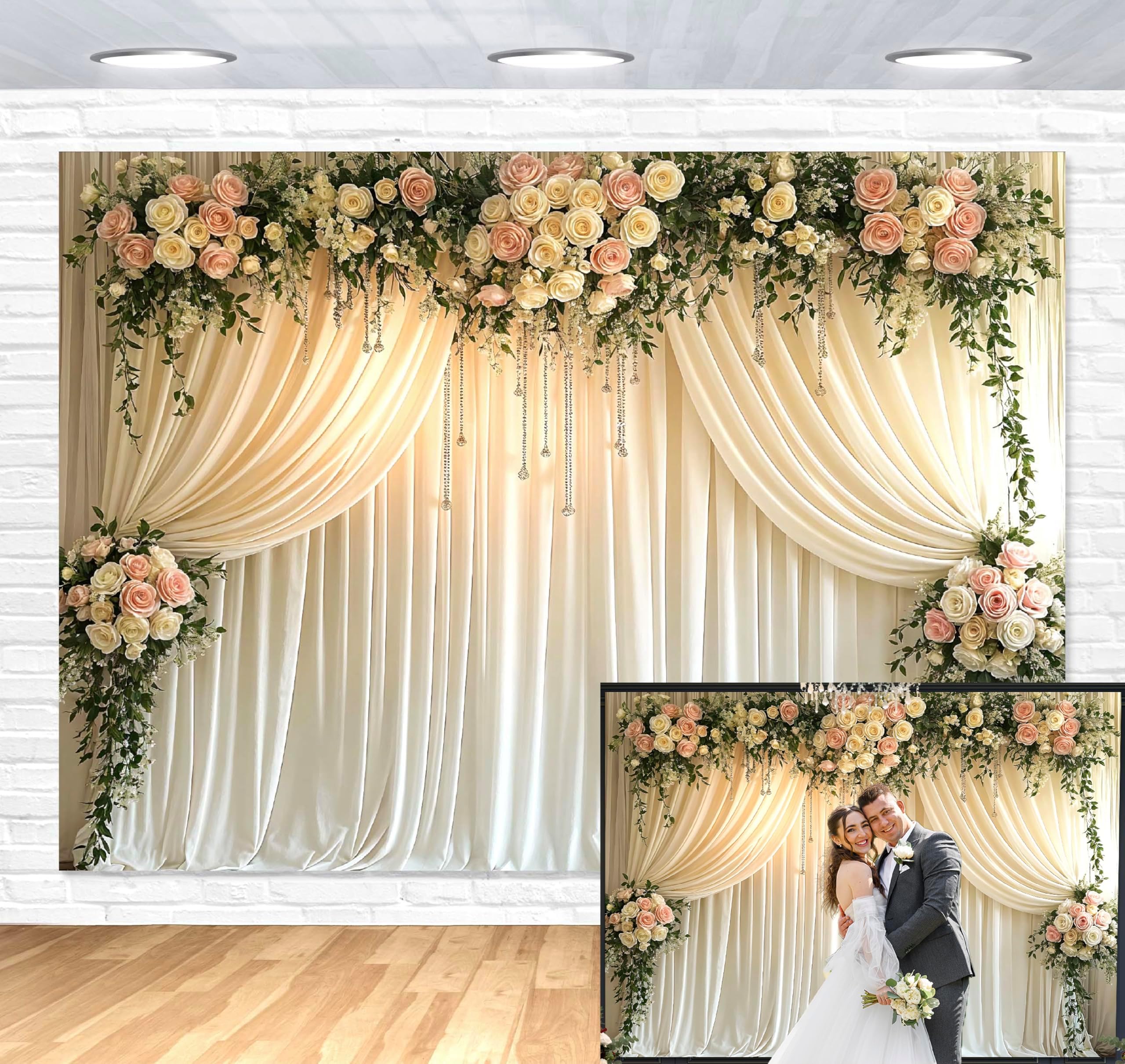 Amazon.com : IndoTribe White Floral Backdrop Wall 7x5ft - Flower ...