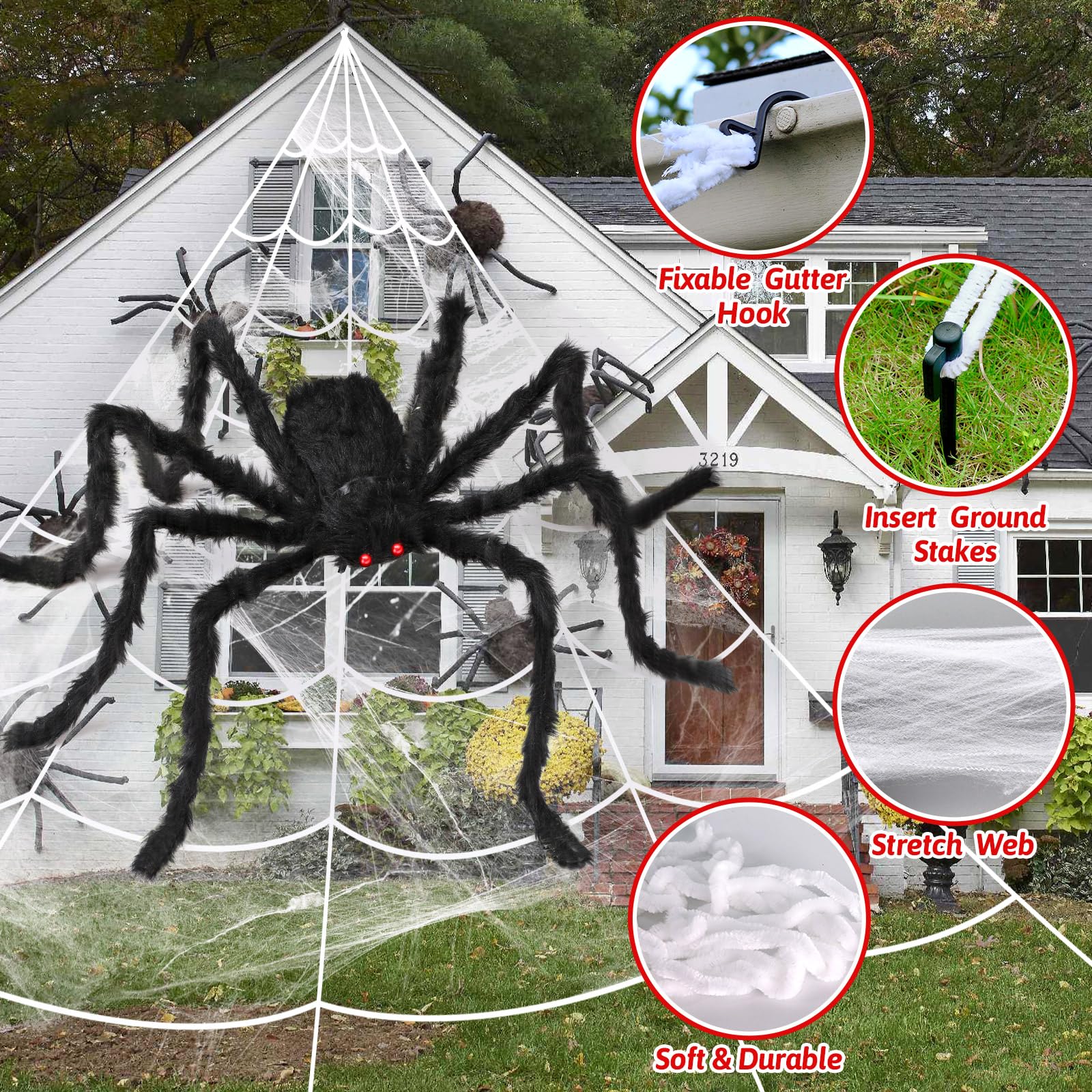 Snapklik.com : Halloween Spider Decorations 3PCS Giant Spider Huge ...