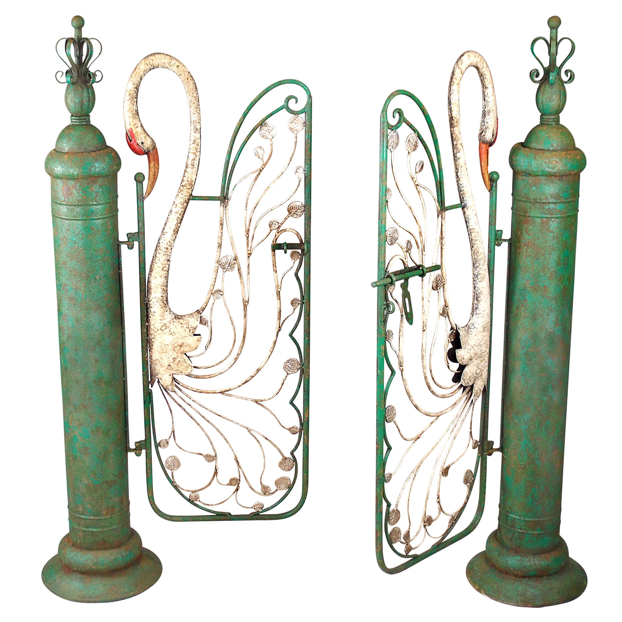 Design Toscano FU76162 Swan Serenade Entryway Metal Garden Gate, Full Color