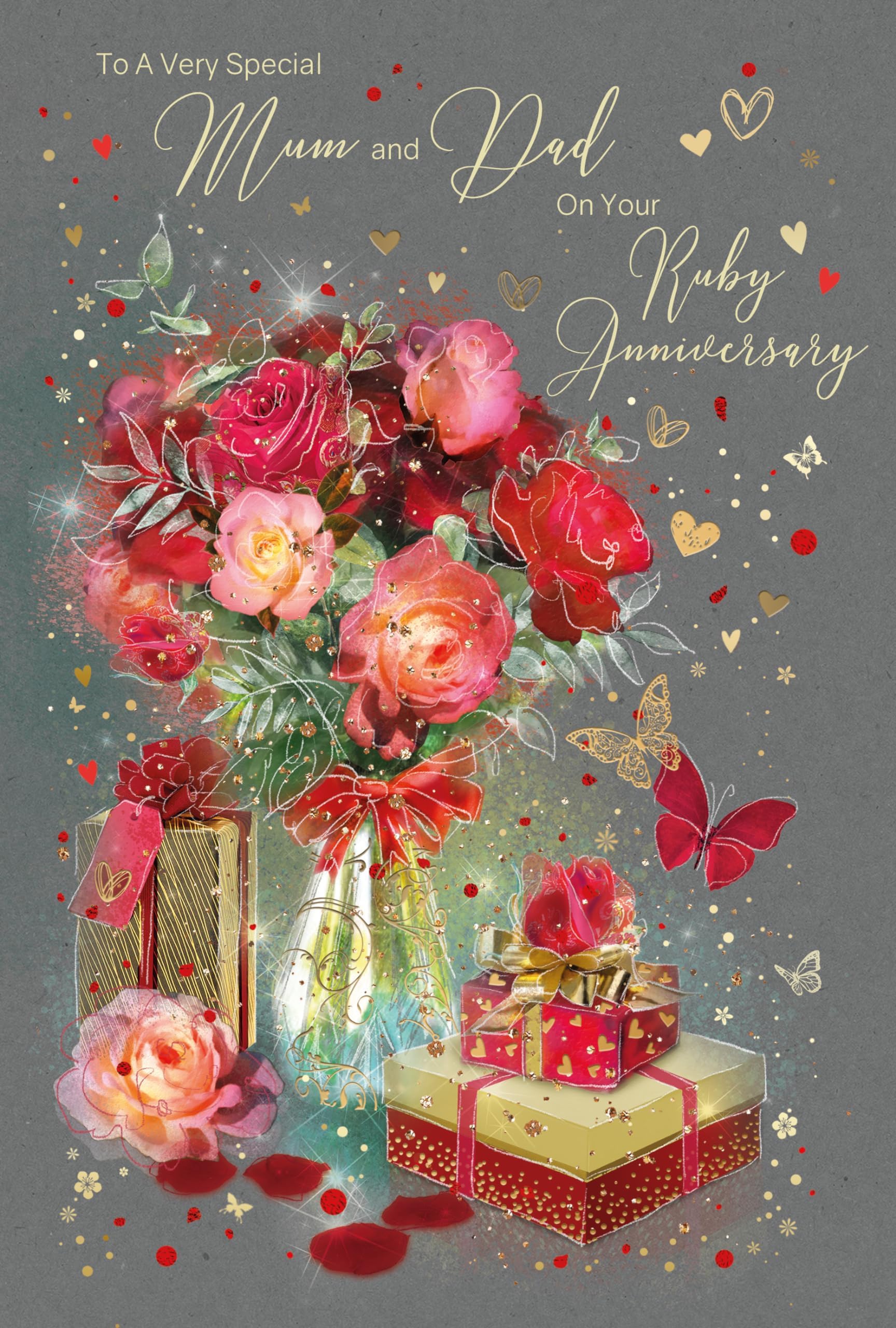 Mum & Dad Ruby Wedding Anniversary Card from the Grace Range complete ...