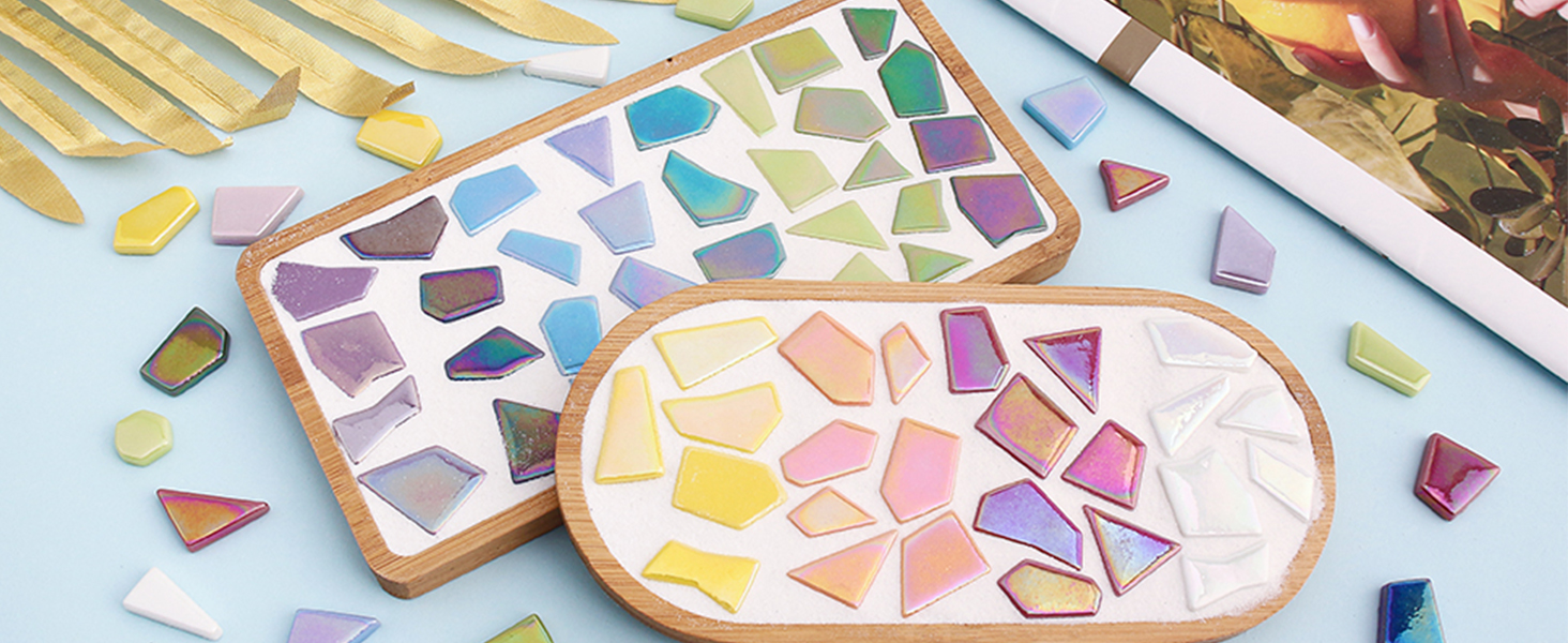 Mosaic Kits 1.1LB Mixed Color Glass - Assorted Shapes For DIY Crafts ...
