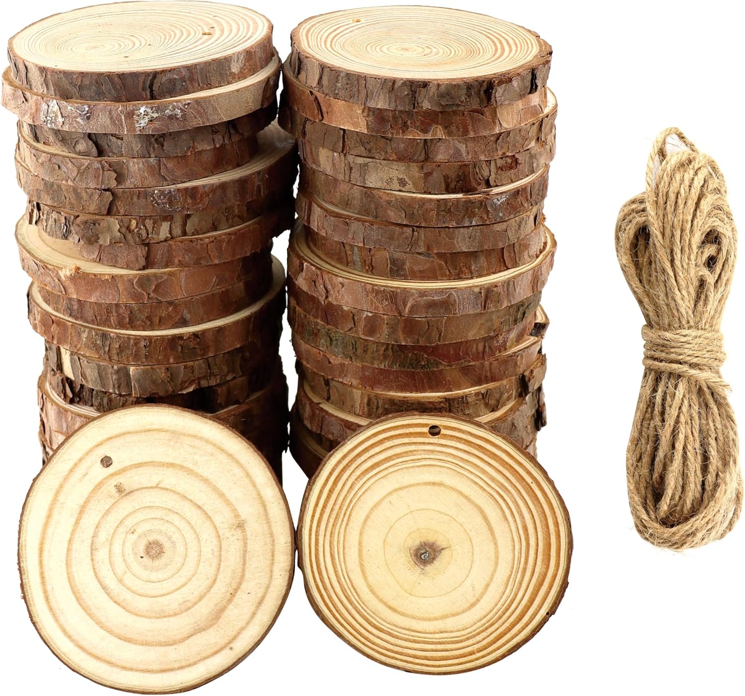 Amazon.com: 40PCS 3.2-3.6inch Natural Wood Slices, Thickness 1/3 Inch ...