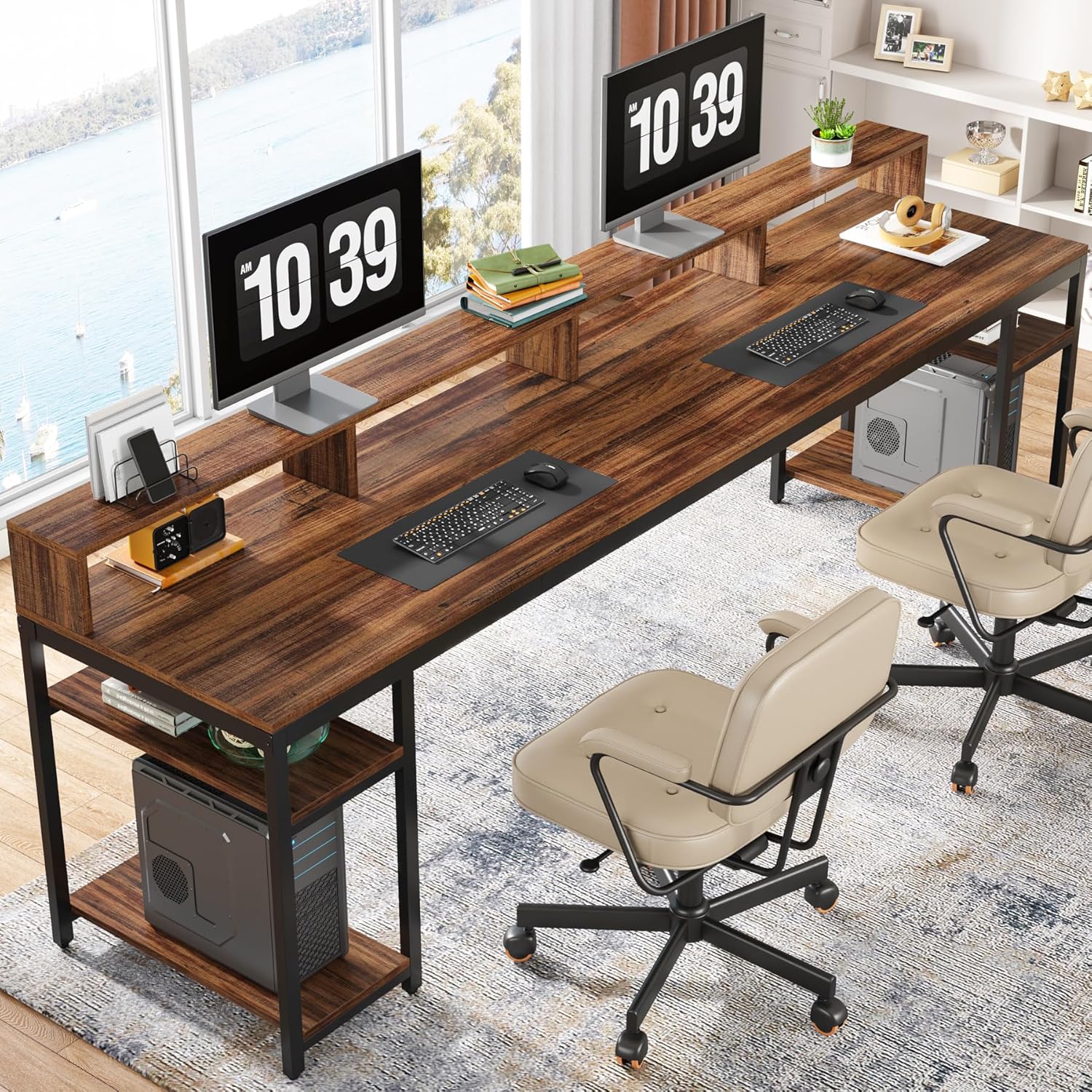 Amazon.com: Tribesigns Two Person Desk with Monitor Stand, 78.74" Long ...