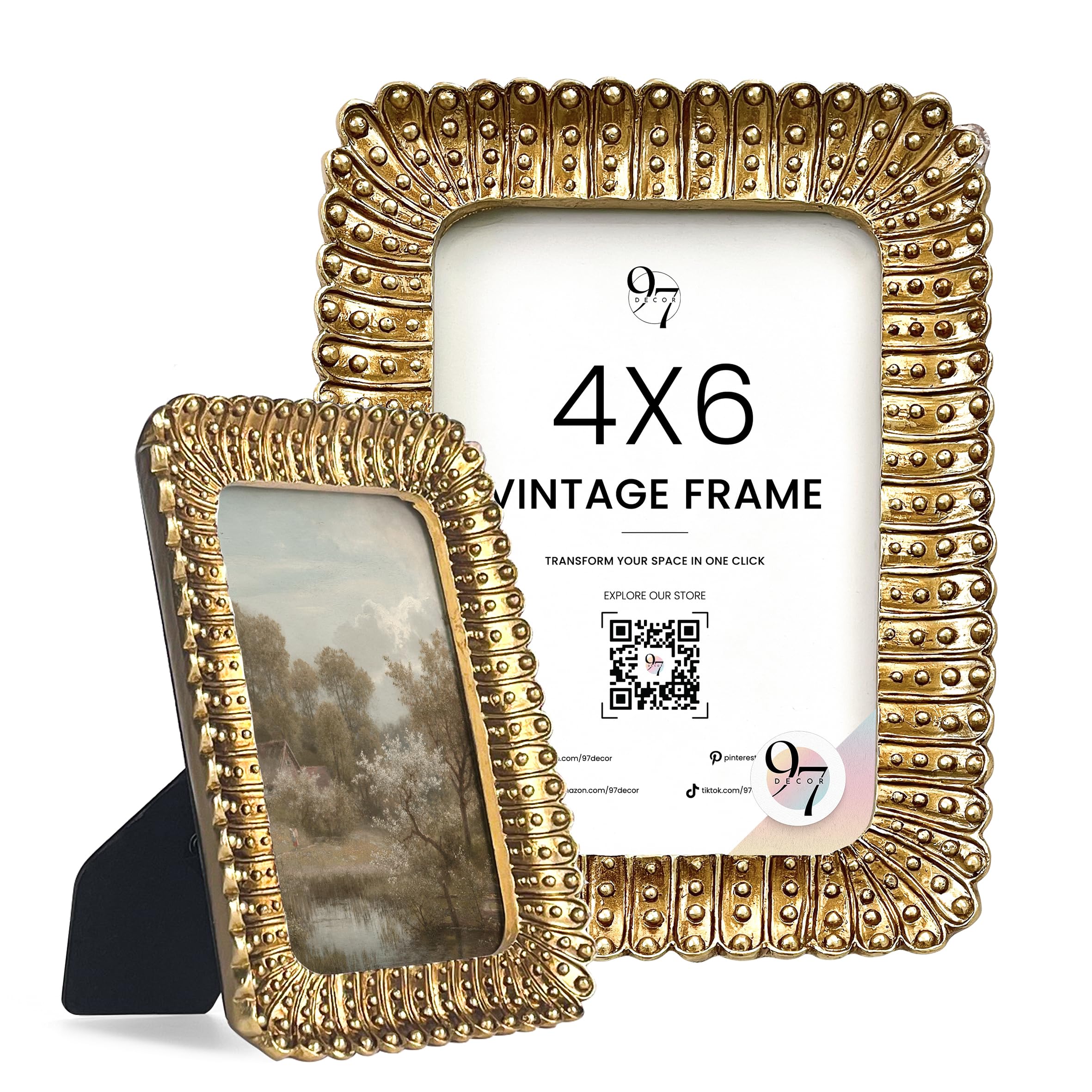 Amazon.com - 97 Decor Gold Vintage Frame 4x6 - Antique Picture Frames ...