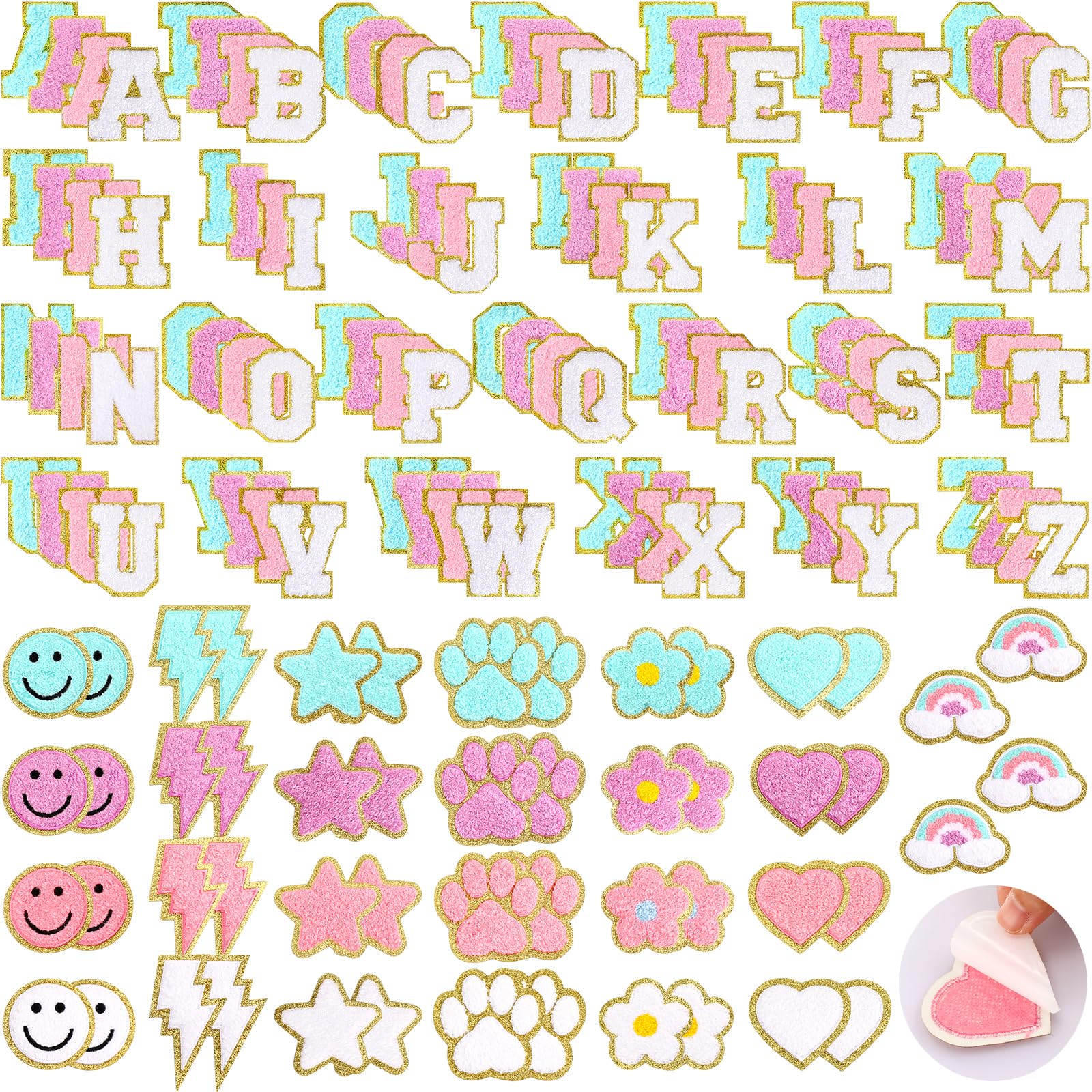 Amazon.com: 156 Pcs Chenille Letter Patches Iron on Glitter Self ...