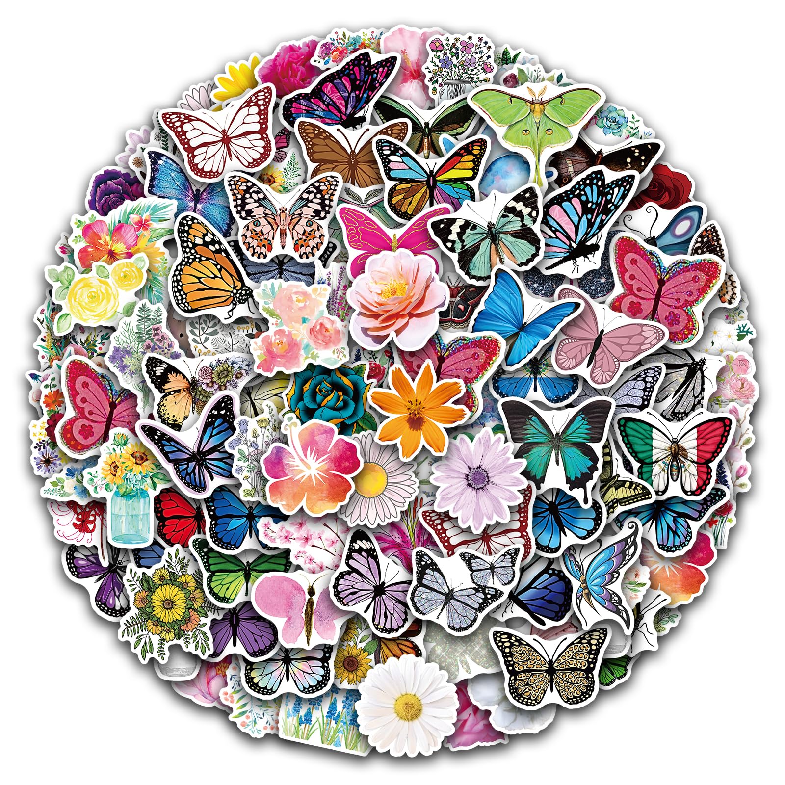 100pcs Cute Flower Stickers Butterfly Stickers, Aesthetic Trendy Floral ...