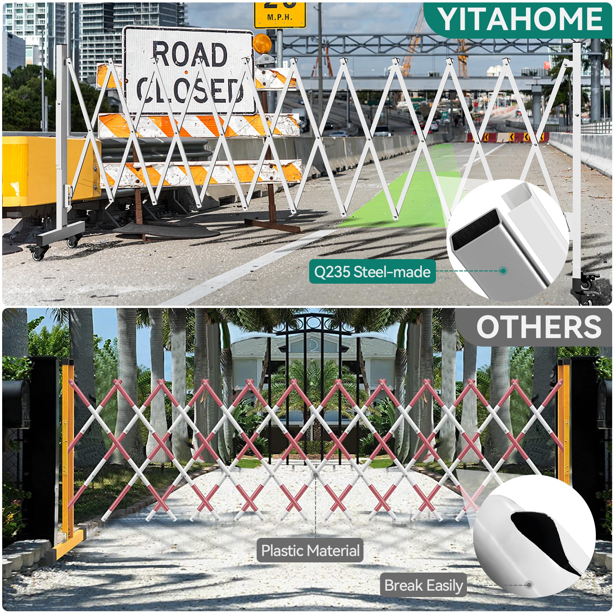 Snapklik.com : YITAHOME Metal Expandable Mobile Barricade Gate Outdoor ...