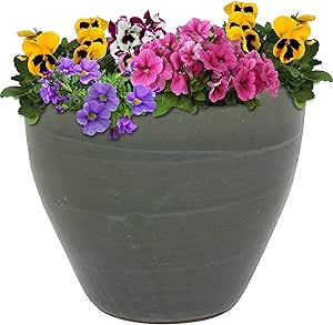Amazon.com : Sunnydaze Resort Ceramic Flower Pot Planter with Drainage Holes - High-Fired Glazed ...