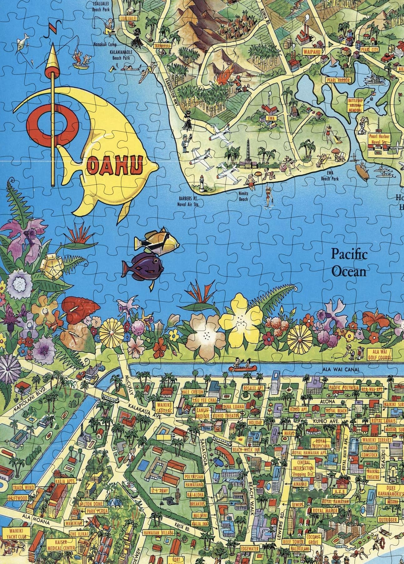 Honolulu Map 1950 Vintage Map Of Hawaii Posters & Prints | Zazzle