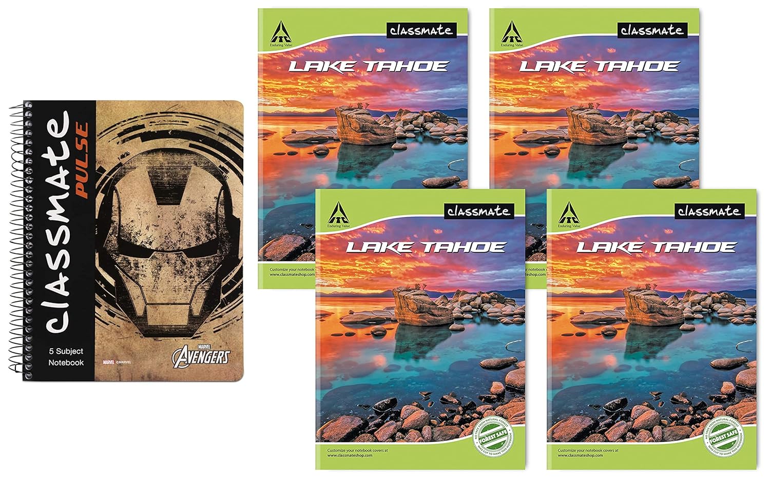 Classmate 2100128 Soft Cover 5 Subject Spiral Binding Notebook, Single ...