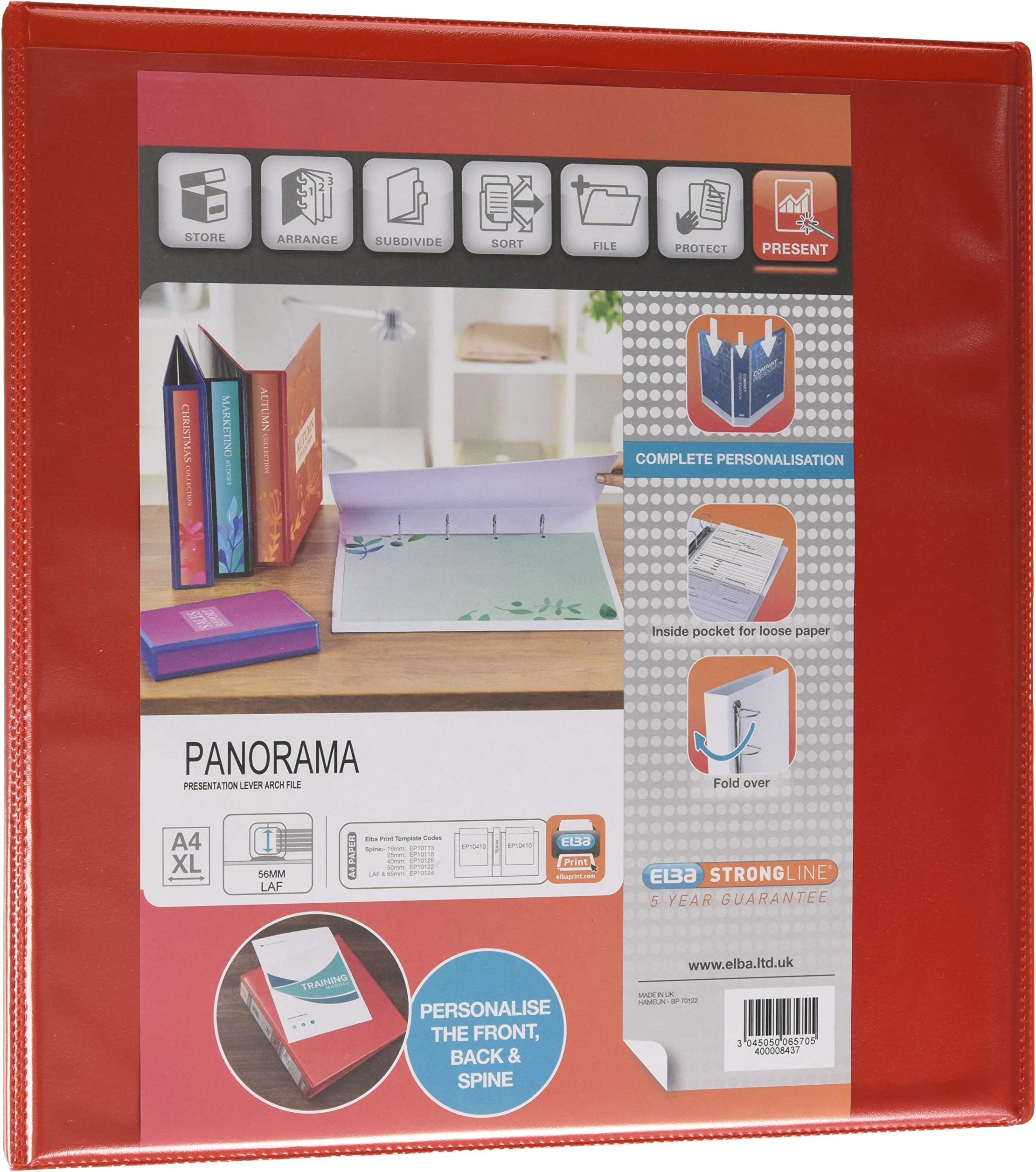 Elba, A4 Lever Arch Files, Slim, Black, Plastic, 1 Folder, 50 mm ...