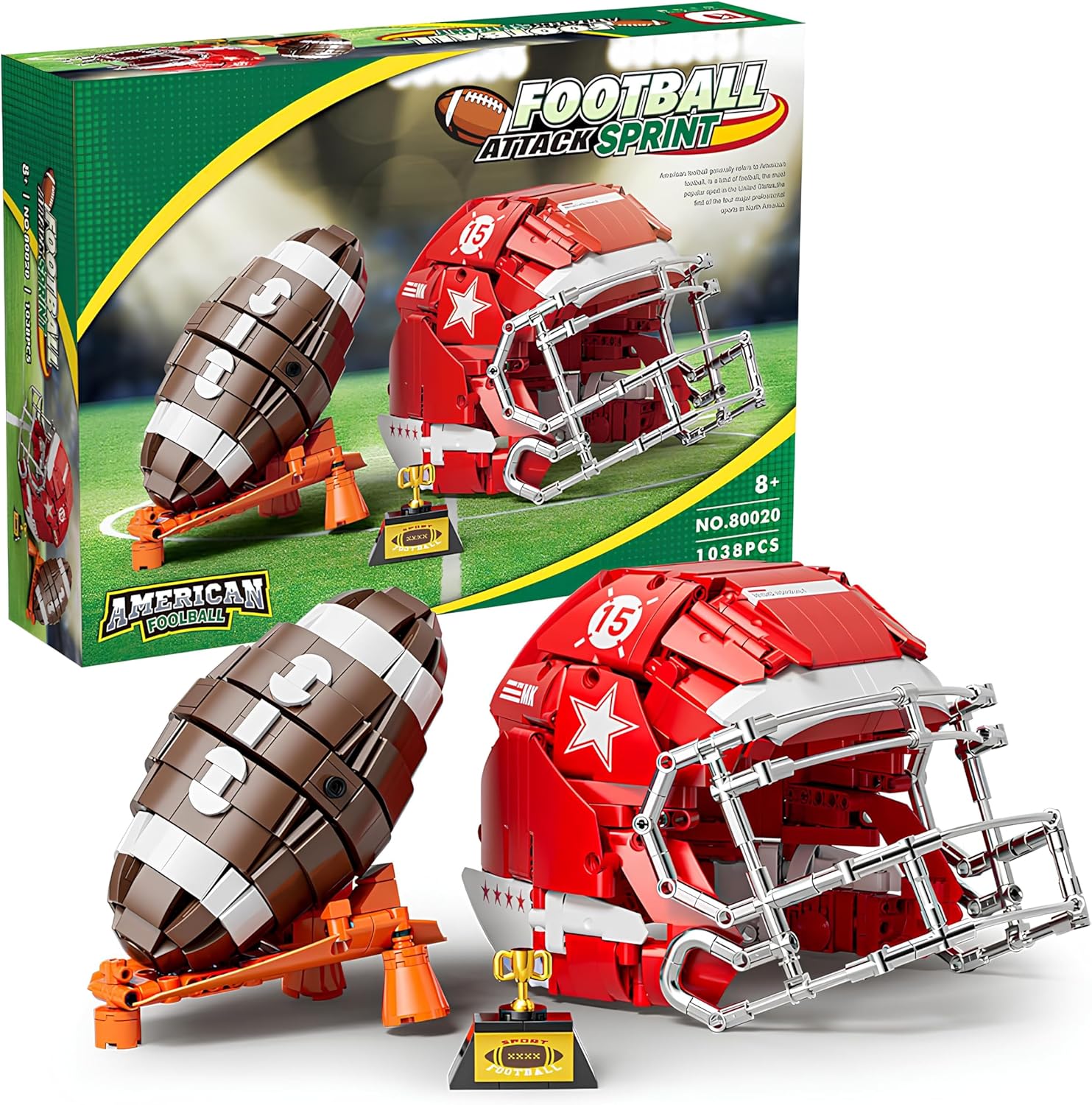 Amazon.com: lovlaugh Football Building Set with Removable Helmet ...