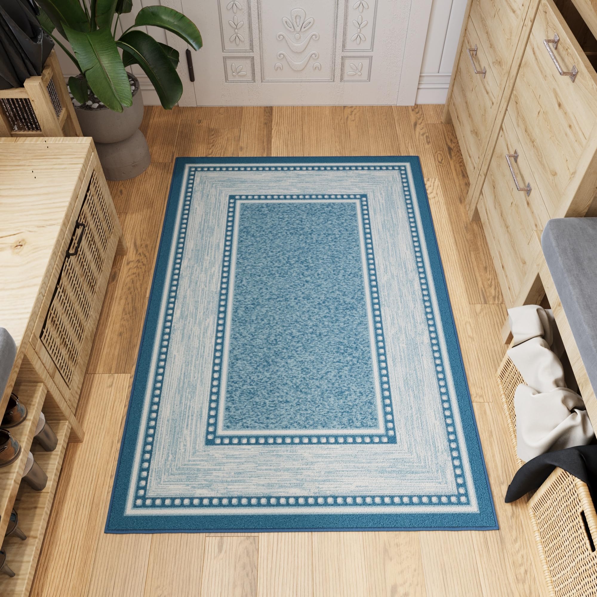 Amazon.com: Ottomanson Ottohome Non-Slip Rubberback Bordered Design 3x5 ...