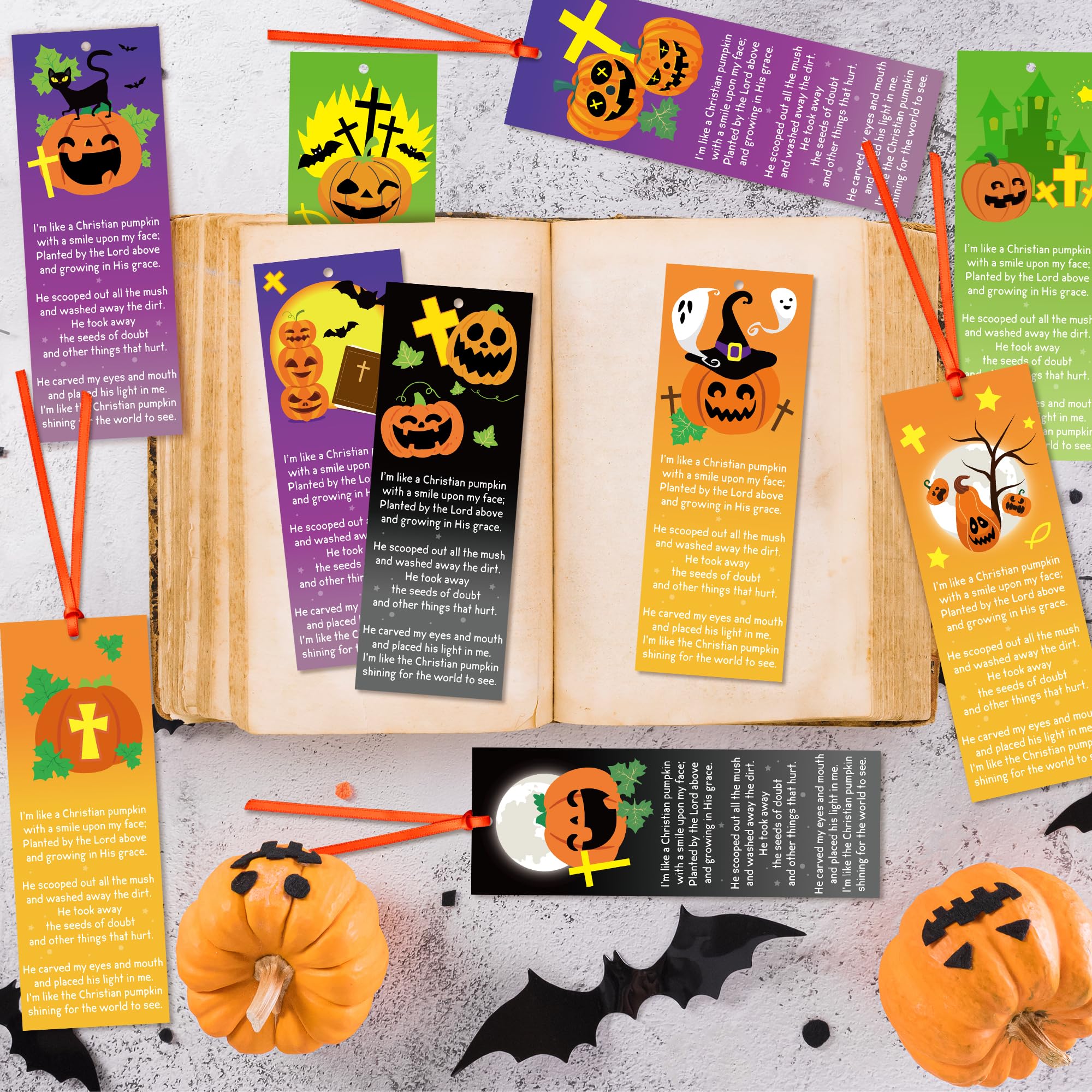 Snapklik.com : Halloween Pumpkin Prayer Bookmark - 480Pcs Religious ...