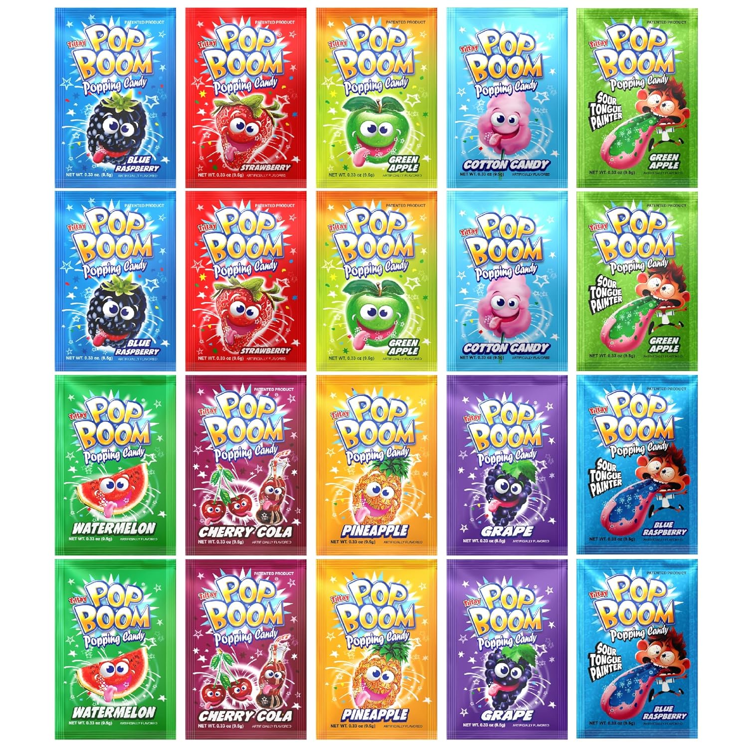 Amazon.com: Pop Boom Popping Rocks Candy - Variety Pack of 20 - Ten ...