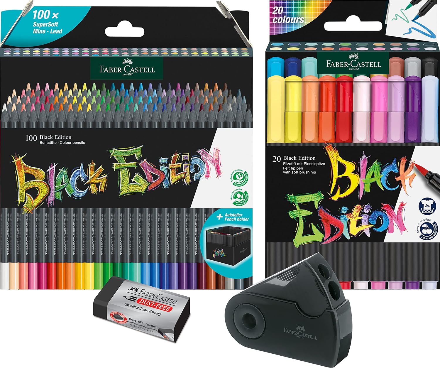Faber-Castell - Buntstifte Blackwood, 100er Etui, leuchtende Farben mit ...