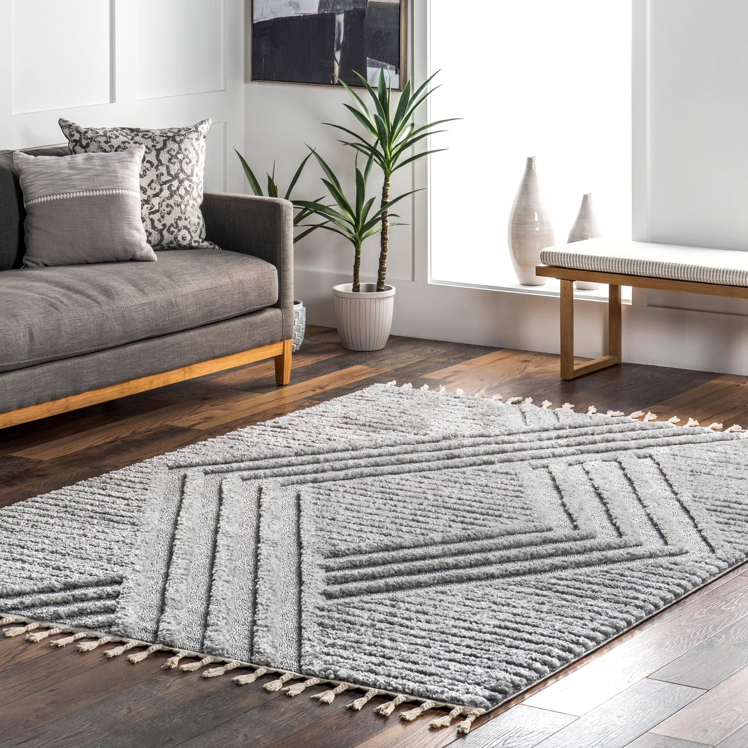 Amazon.com: nuLOOM Risette Solid 7x9 Shag Area Rug for Living Room ...