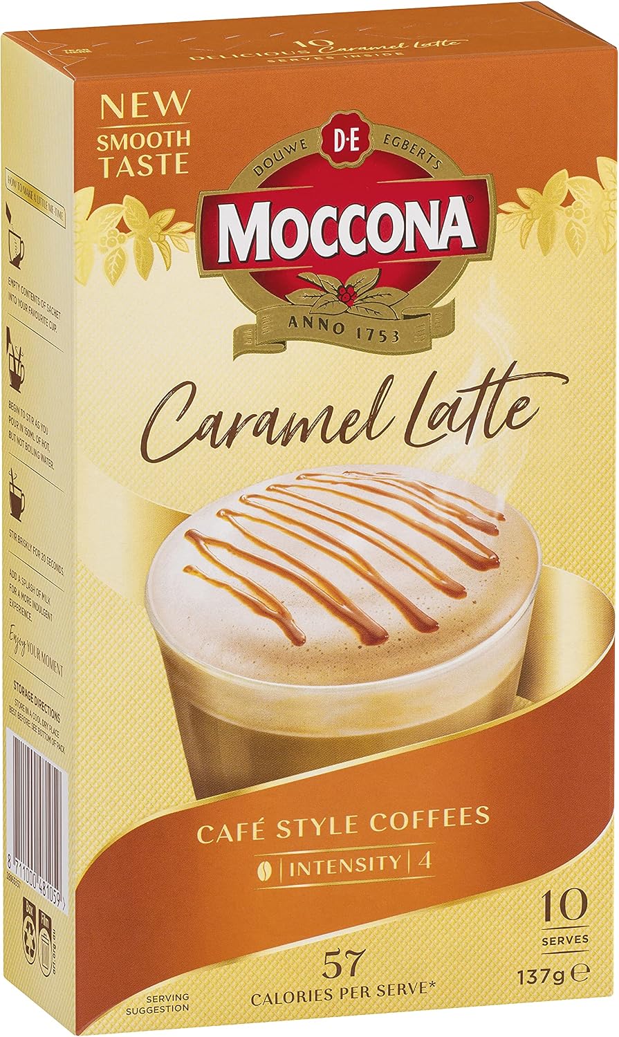 Moccona Coffee Sachets Caramel Latte 50 sachets (10 sachets x 5 packs ...