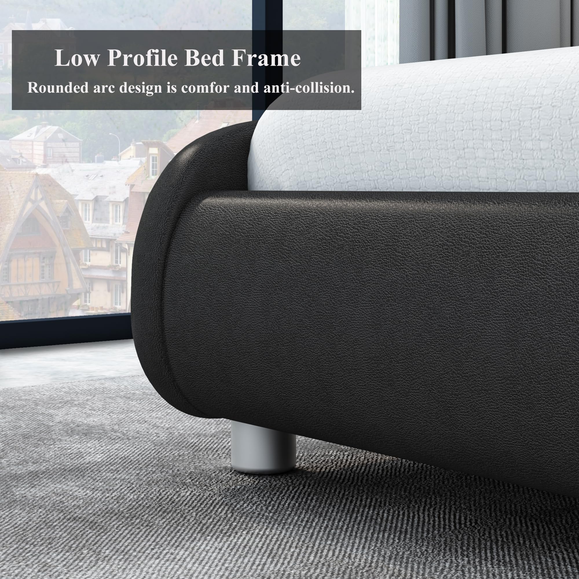 ztozz Upholstered Full LED Bed Frame with Headboard, Modern Low Profile ...