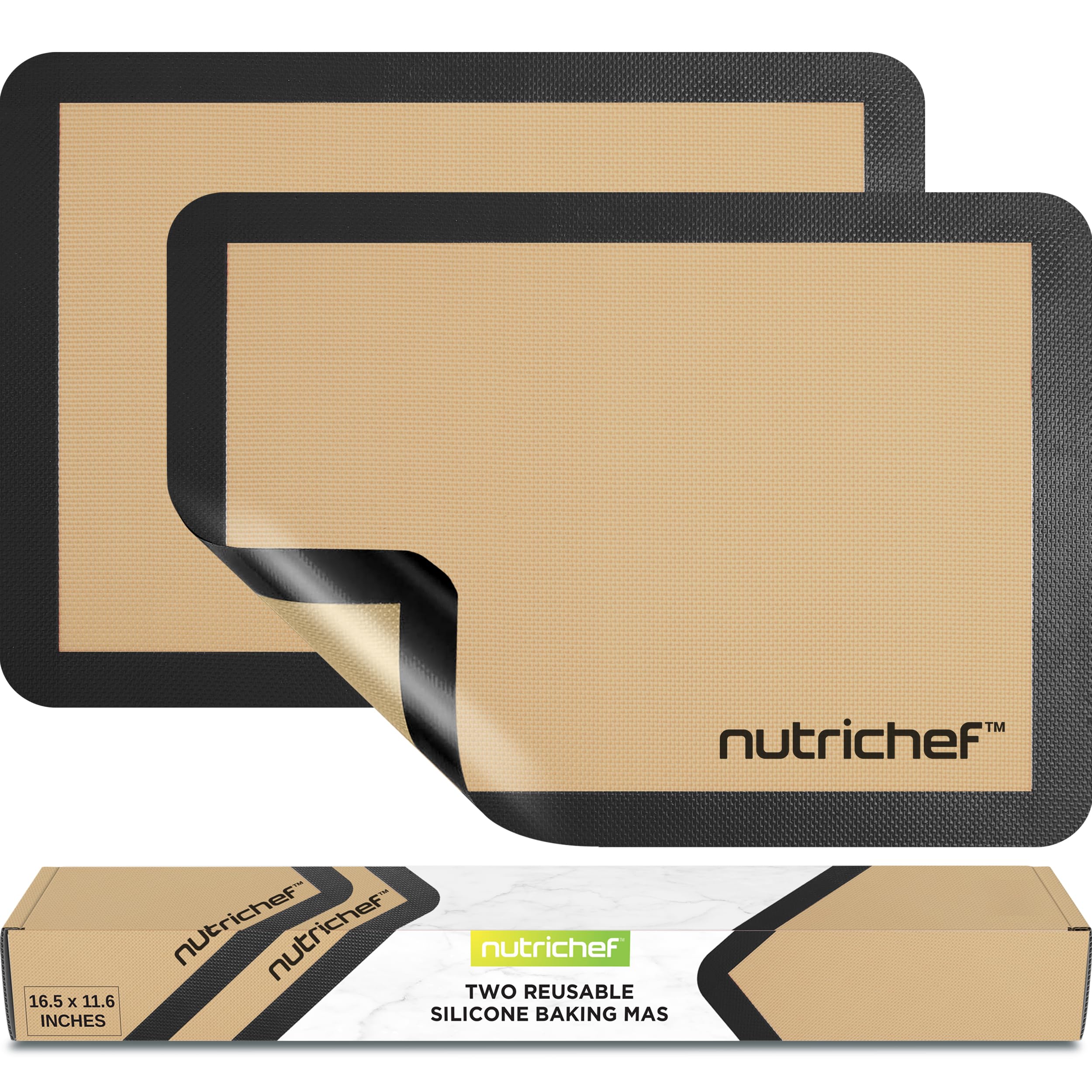 Amazon.com: Nutrichef Silicone Baking Mats - 2 Non-stick Food-Grade ...