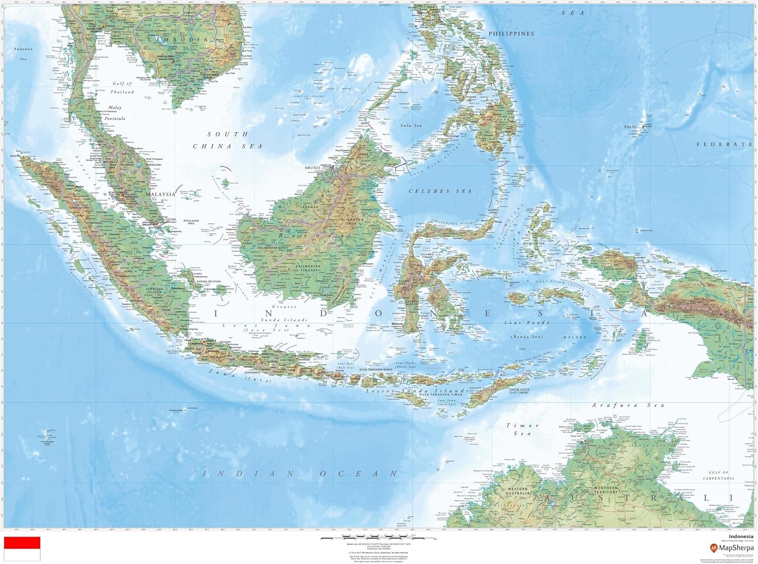 Amazon.com: Indonesia - 48" x 36" Paper Wall Map : Office Products