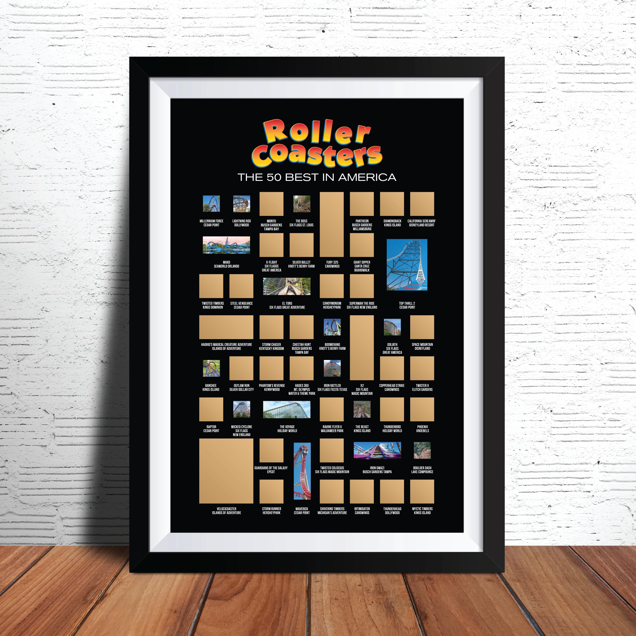 Amazon.com: 50 Best Roller Coasters Scratch Off Poster - Roller Coaster ...