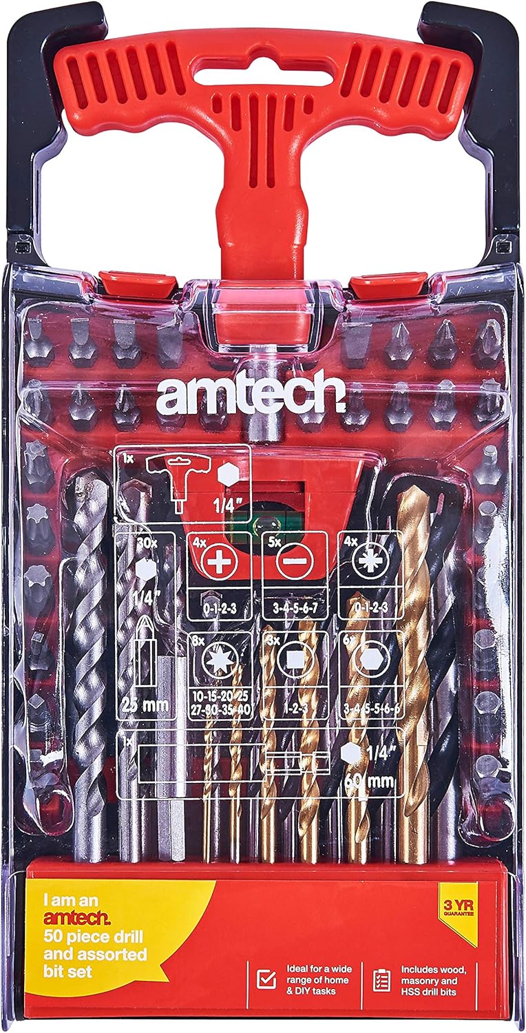 Amtech L1968 Combination Drill and Bit Set, 50-Piece : Amazon.co.uk ...