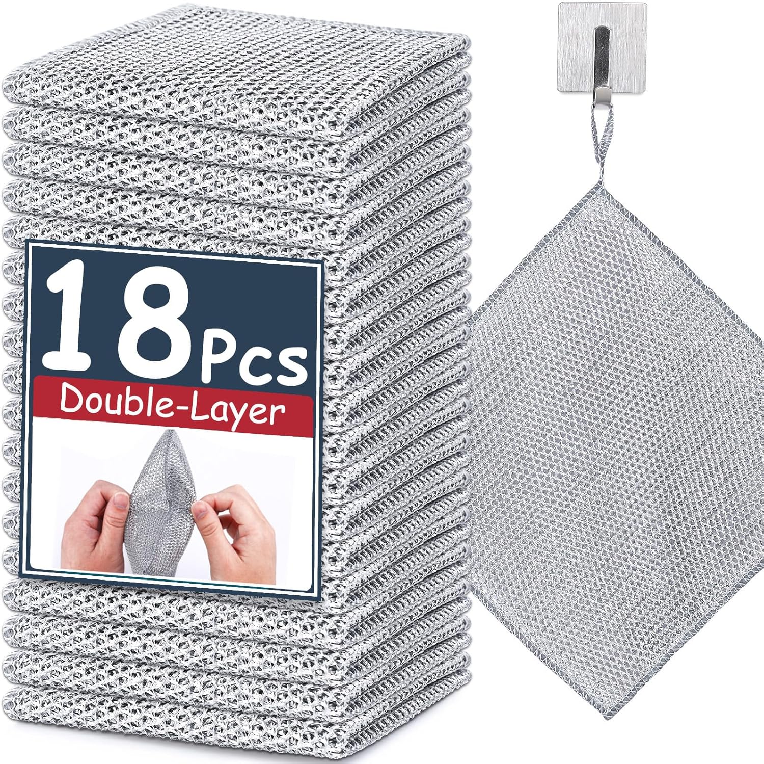 Amazon.com: Navona 18 Pack Double-Layer Wire Dishcloth Rag,Multipurpose ...