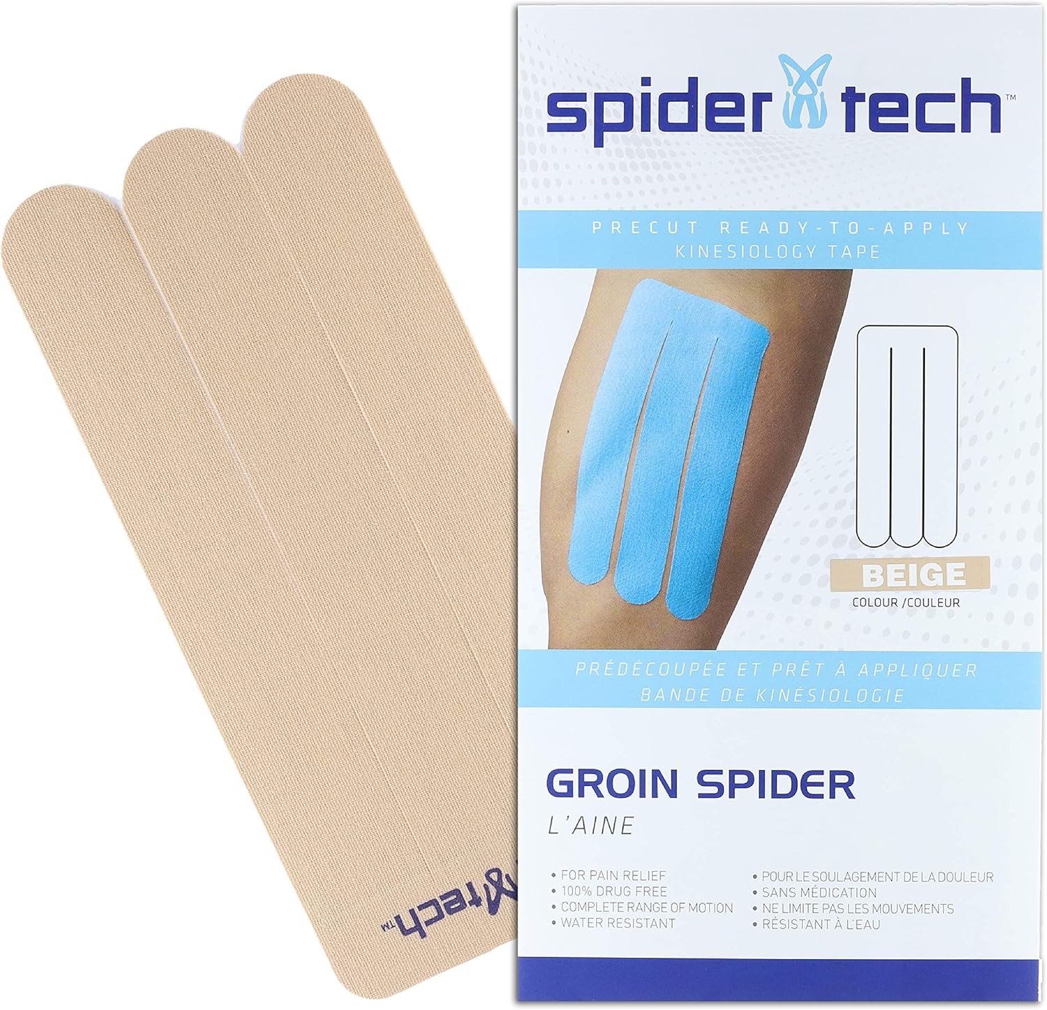 Amazon.com: SpiderTech Groin Spider - Precut Kineseology Tape - Beige : Health & Household