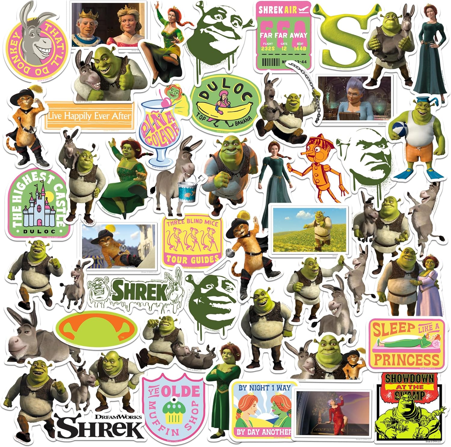 Amazon.com: Shrek 2 50ct Vinyl Large Deluxe Stickers Variety Pack ...