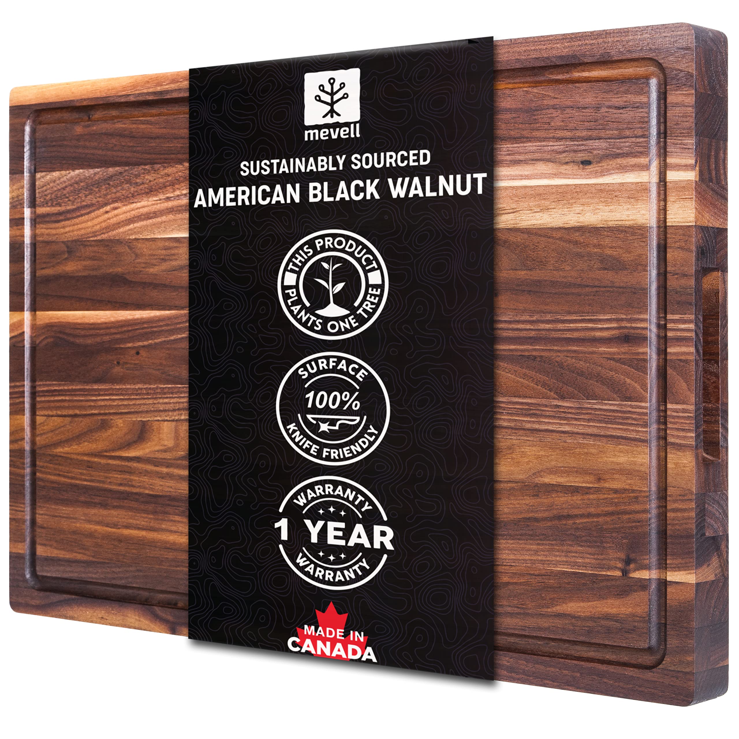 Buy Mevell Large Walnut Butcher Block With Handles - Big Cutting Board ...