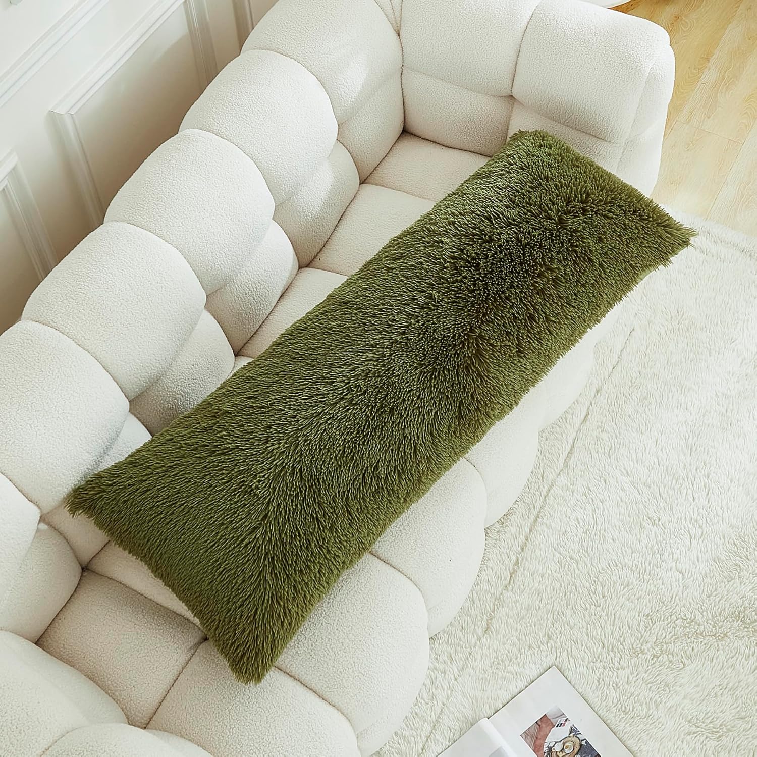 Amazon.com: Uhamho Body Pillow Cover Large Fluffy Shaggy Lumbar Full ...