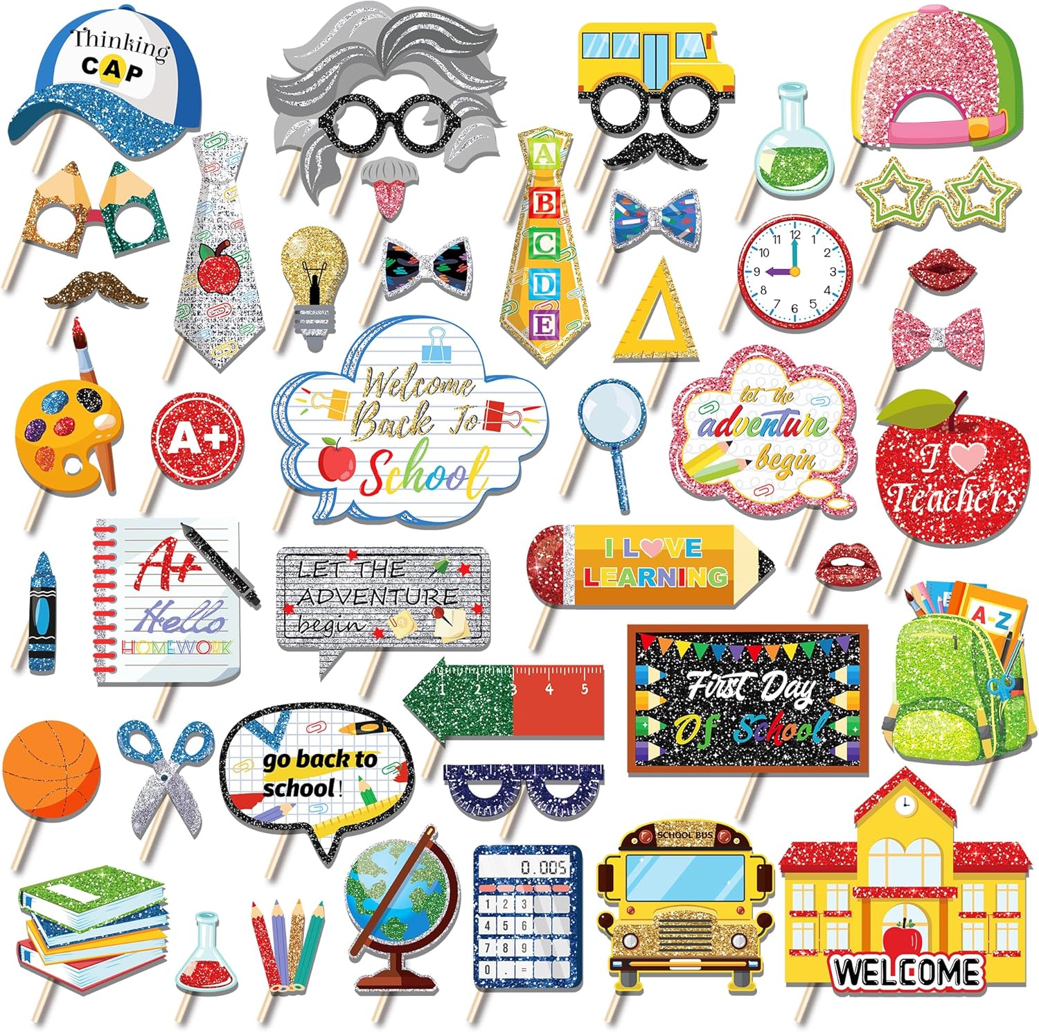 Amazon.com: GORWERY 45pcs Back to School Photo Props,First Day of ...