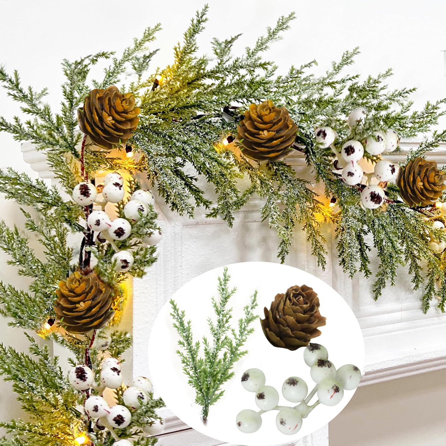 Amazon.com: 6Ft 20LED Christmas Cedar Garland with Lights Timer ...