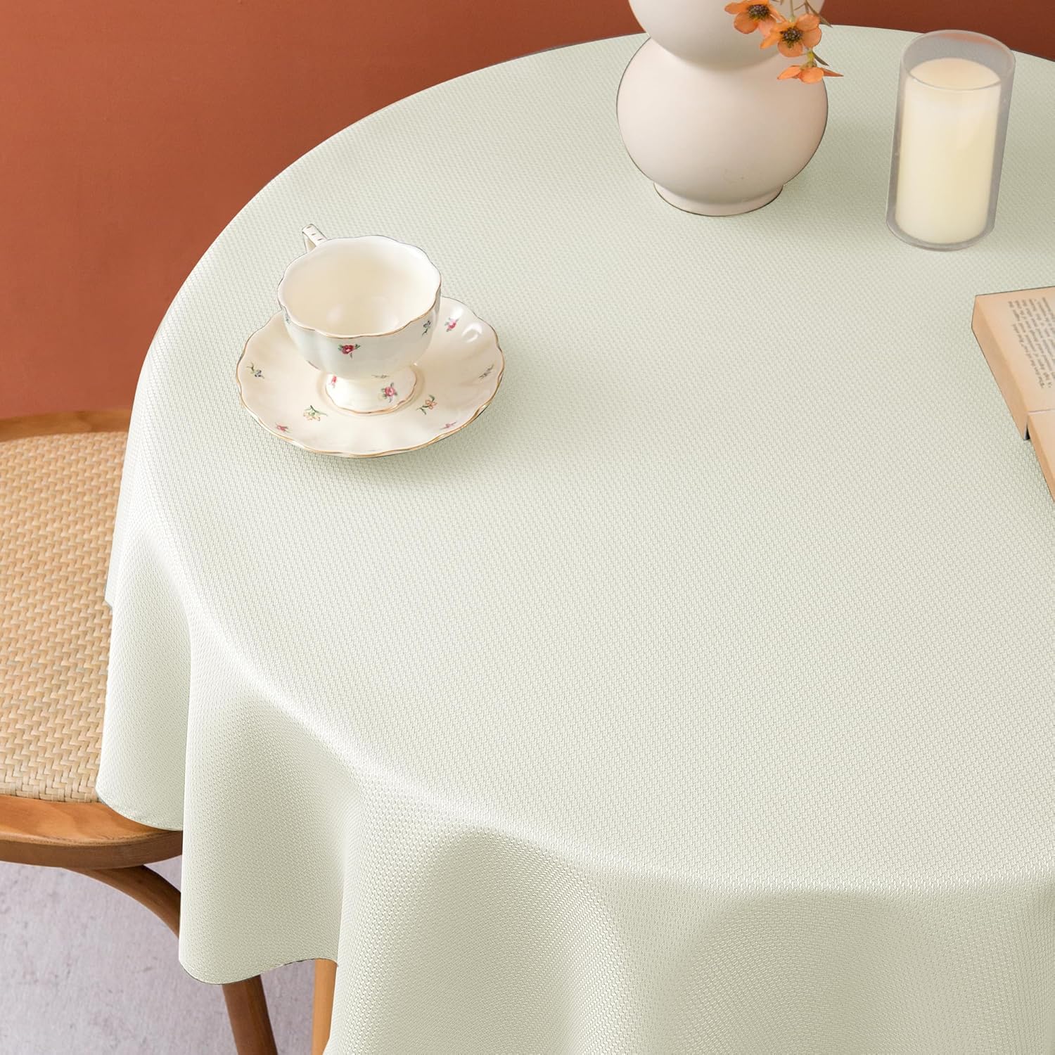 Fitable 2 Pack Beige Round Table Cloth - 60 inch in Diameter - Stain ...