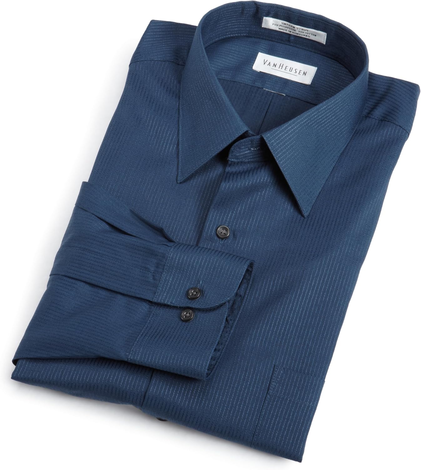 Amazon.com: Van Heusen Men's Wrinkle Free Sateen Stripe Long Sleeve ...