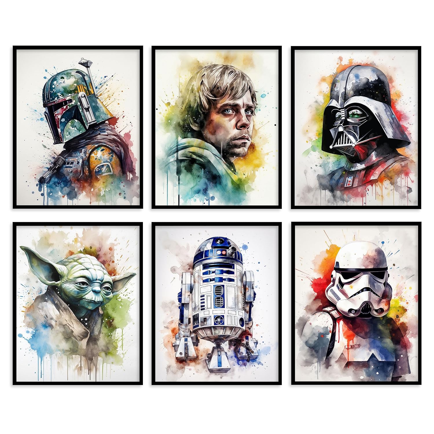 Amazon.com: Star Wars 6 Piece Watercolor Art Print Set - Premium Giclee ...