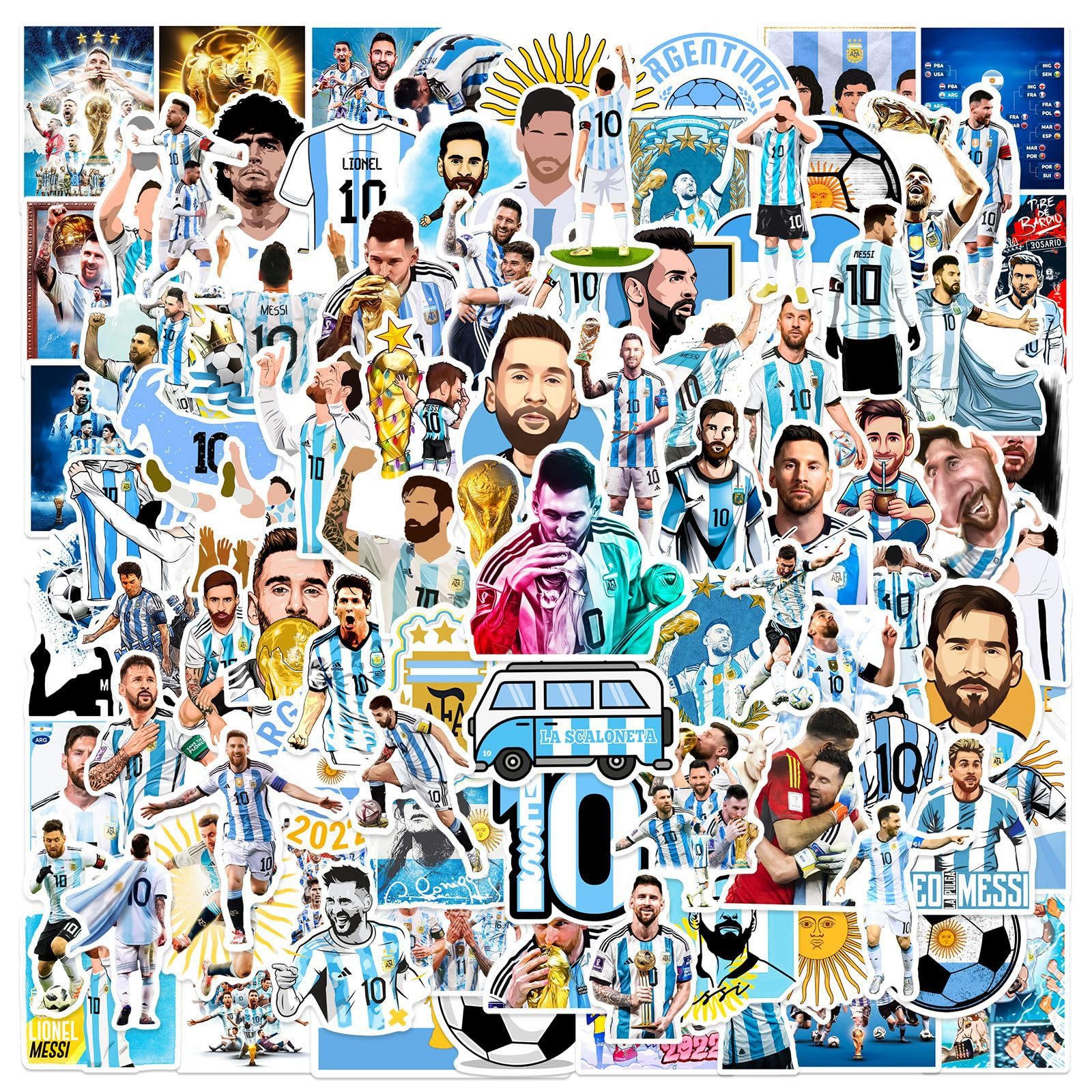 Messi Stickers,100 PCS Messi Vinyl Waterproof Decals for Water Bottles ...