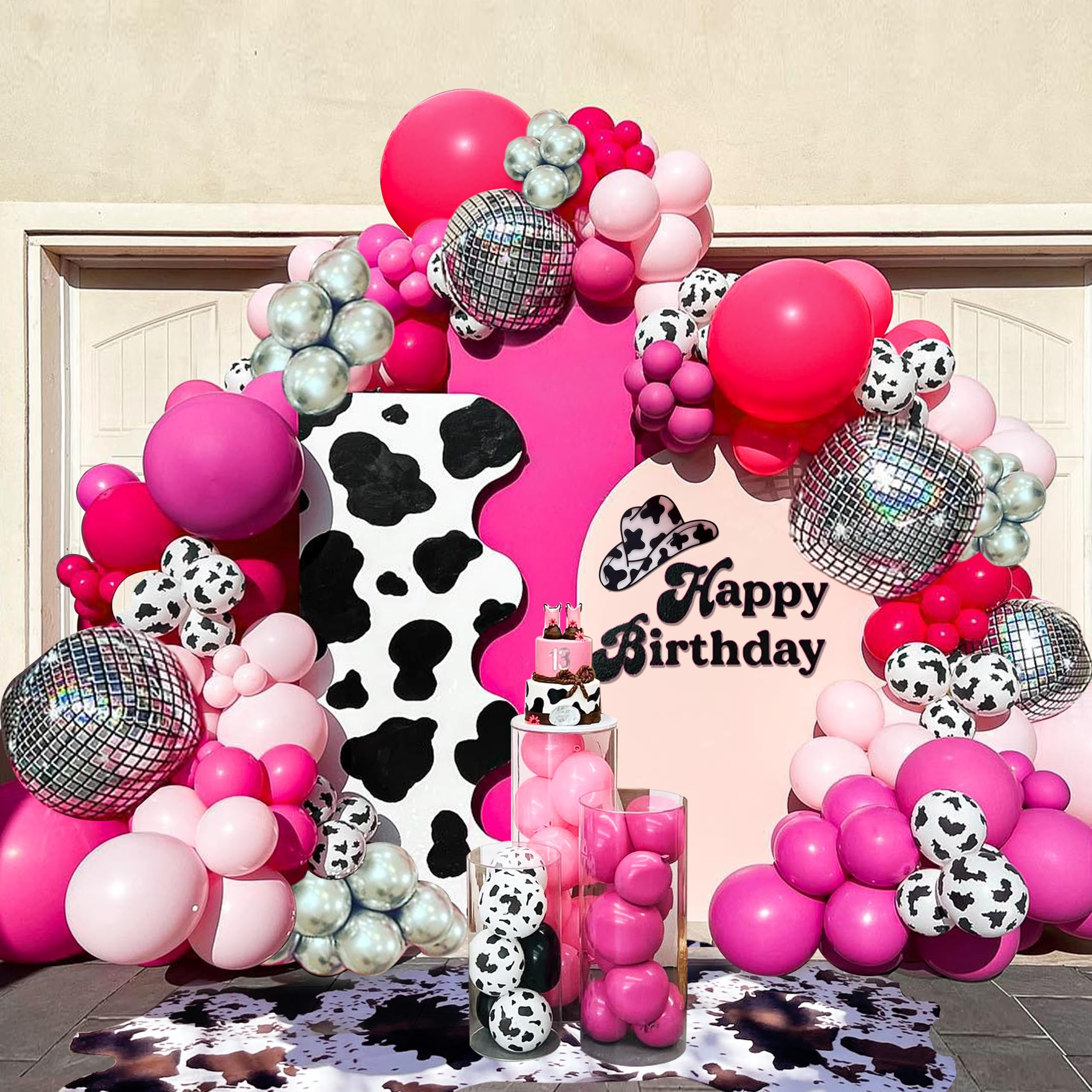 Snapklik.com : Cowgirl Cow Balloons Garland Kit Hot Pink Silver ...