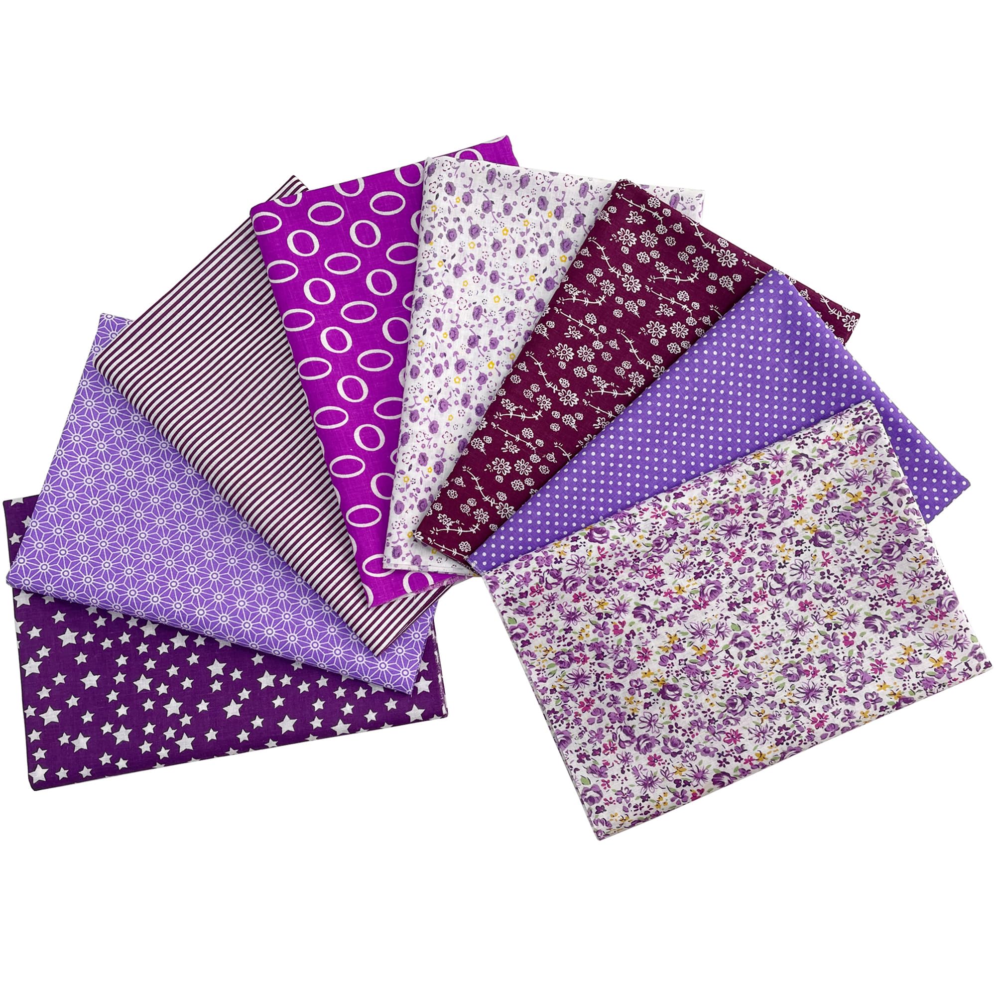 Jukway 8Pcs Cotton Fabric Bundles 50x50 cm Squares, Printed Patterns ...