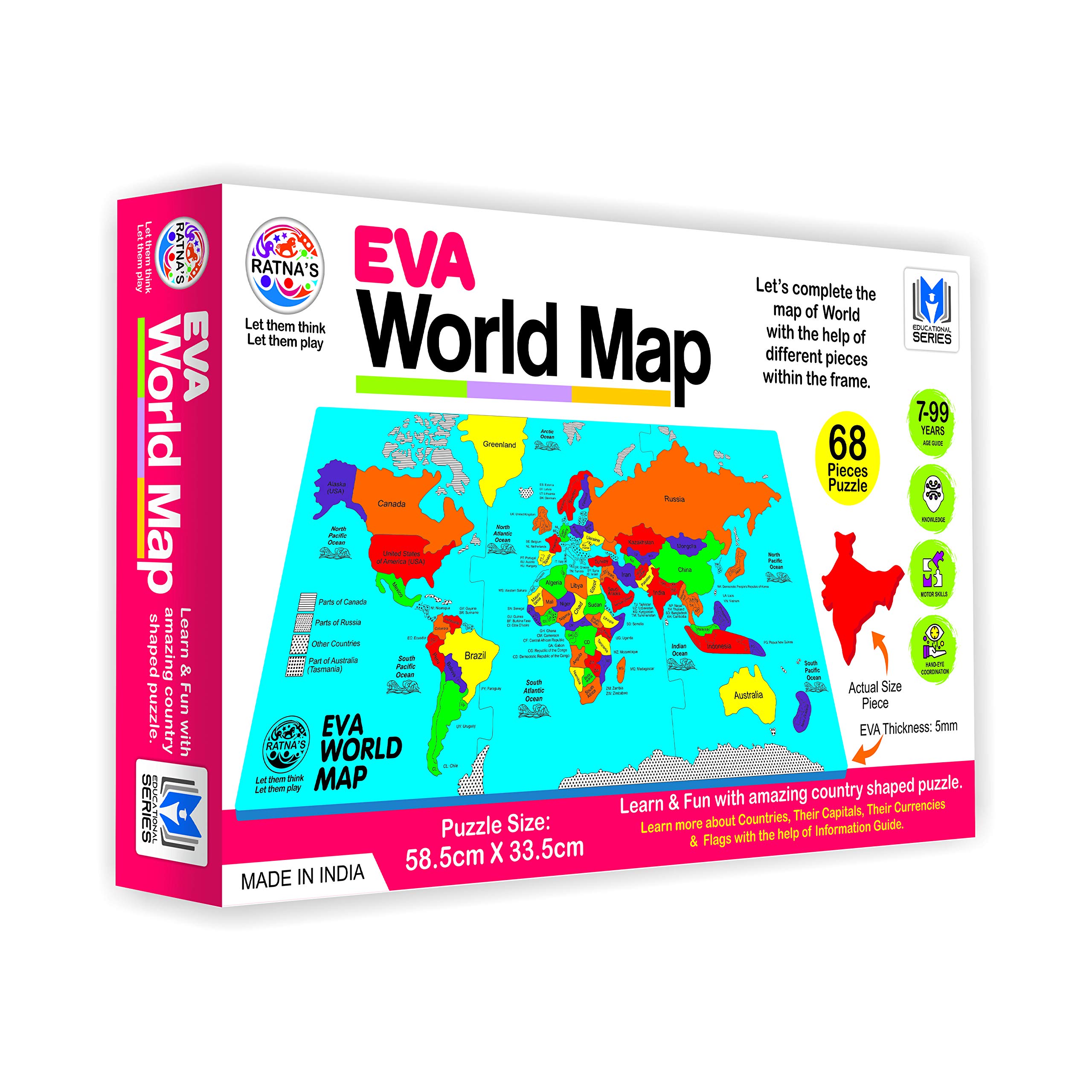 Buy RATNA'S EVA World Jumbo Floor Puzzle with Information Booklet Inside with Countries ...