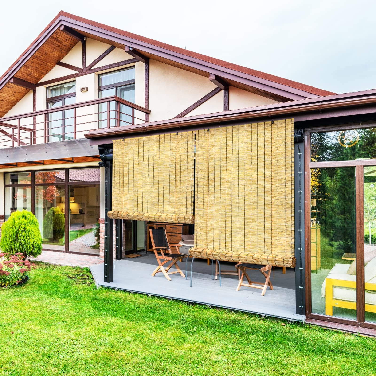 Amazon.com: Tgzwme Bamboo Shade,2 Pack Reed Roller Shutters Curtains,47 ...